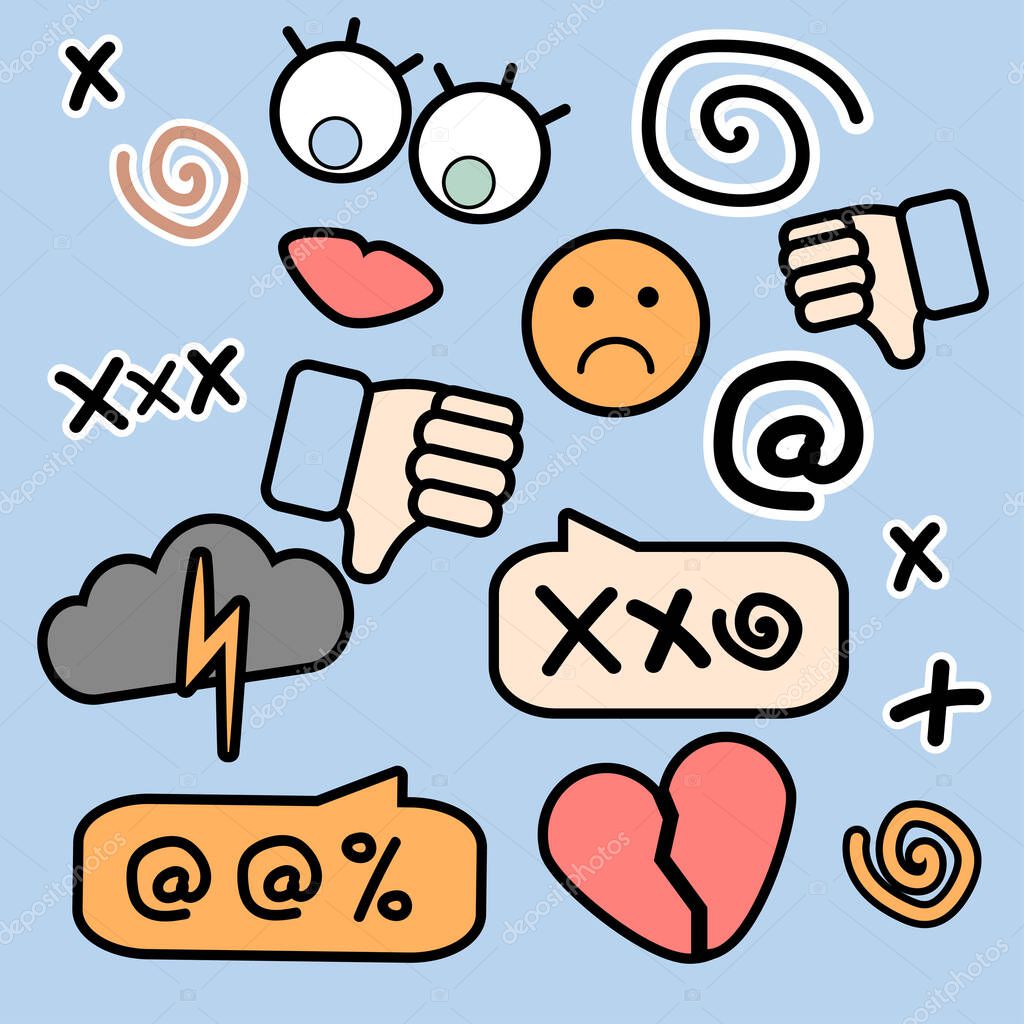 pegatinas con cyberbullying. presión en línea. Publicar comentarios ...