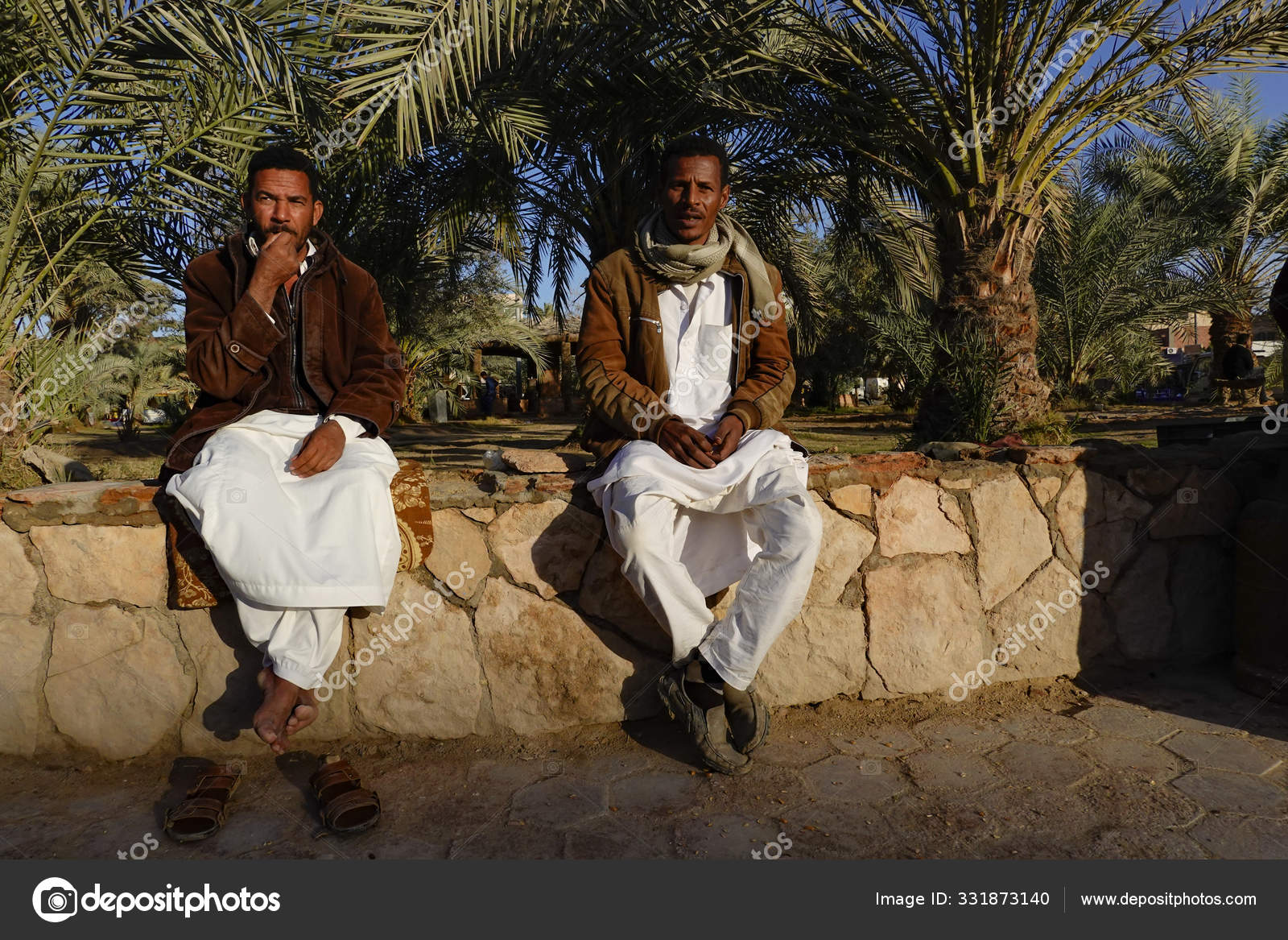 Siwa Oasis Egypt Two Local Men Sitting Wall – Stock Editorial Photo ...
