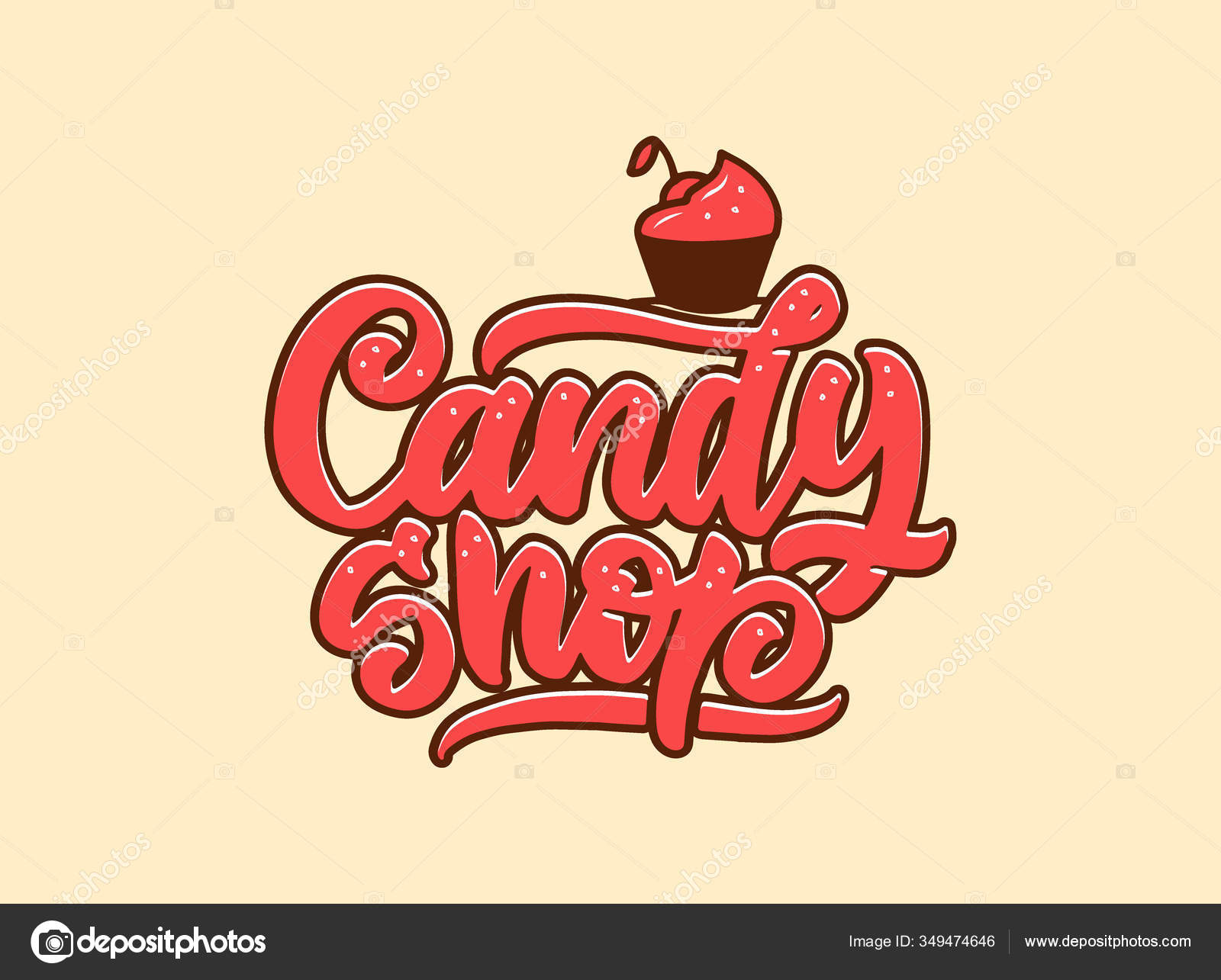 Candy Emblem Logo Sweet Shop Badge Sticker Light Coloured Background ...