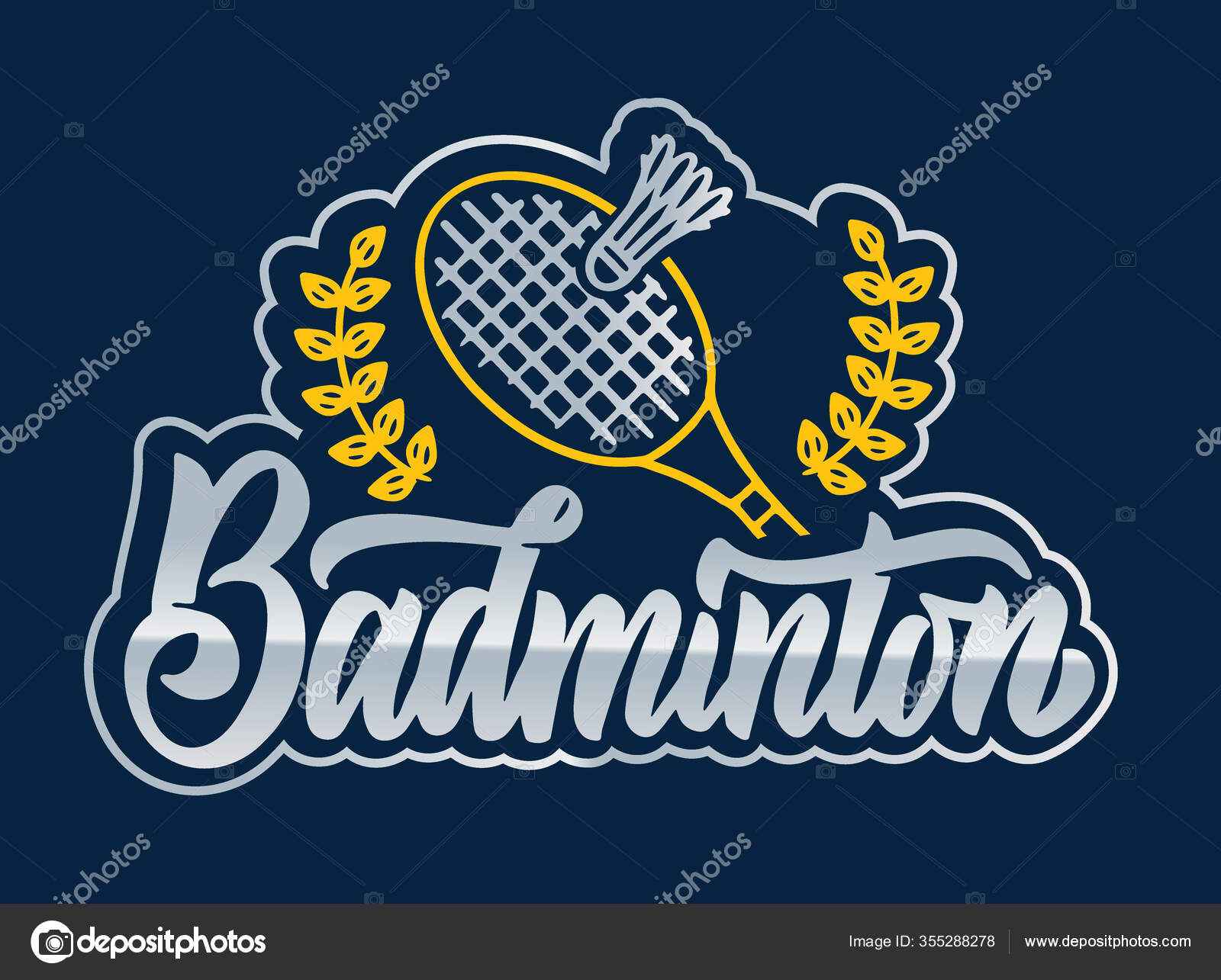 Emblème Badminton Insigne Sportif Autocollant Sur Fond Bleu Isolé Logos ...