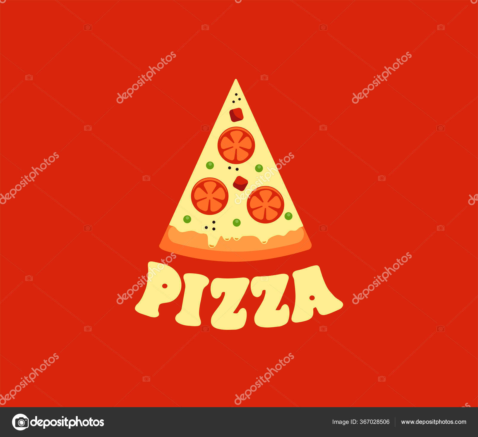 The food logo pizza. Fast food logotype, badge, sticker Stock Vector ...