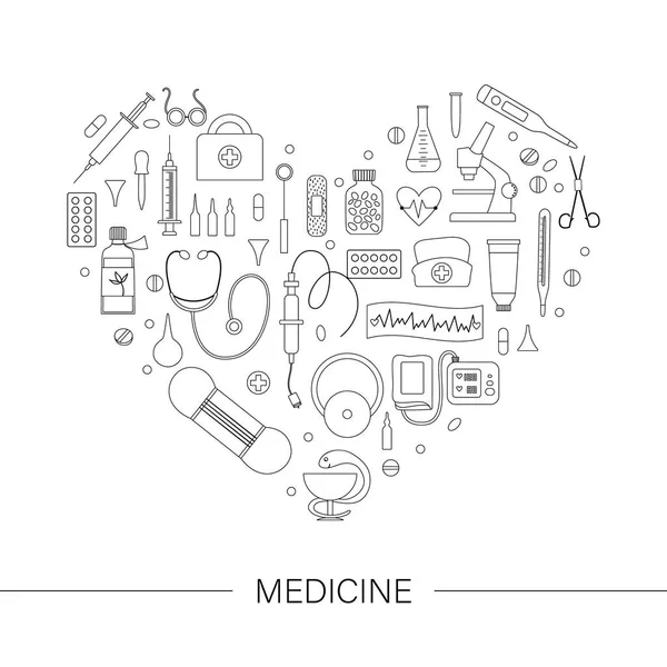 Vector Frame Medical Equipment Tools Outlines Medicine Line Elements ...
