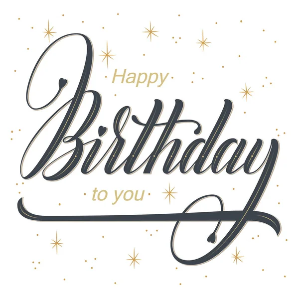 Hand Drawn Lettering Happy Birthday Shadow Highlights Elegant Modern ...