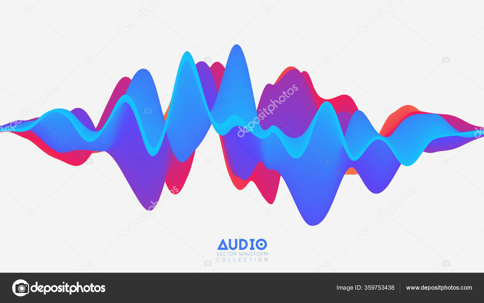 Vector Solid Surface Audio Wavefrom Abstract Music Waves Oscillation ...