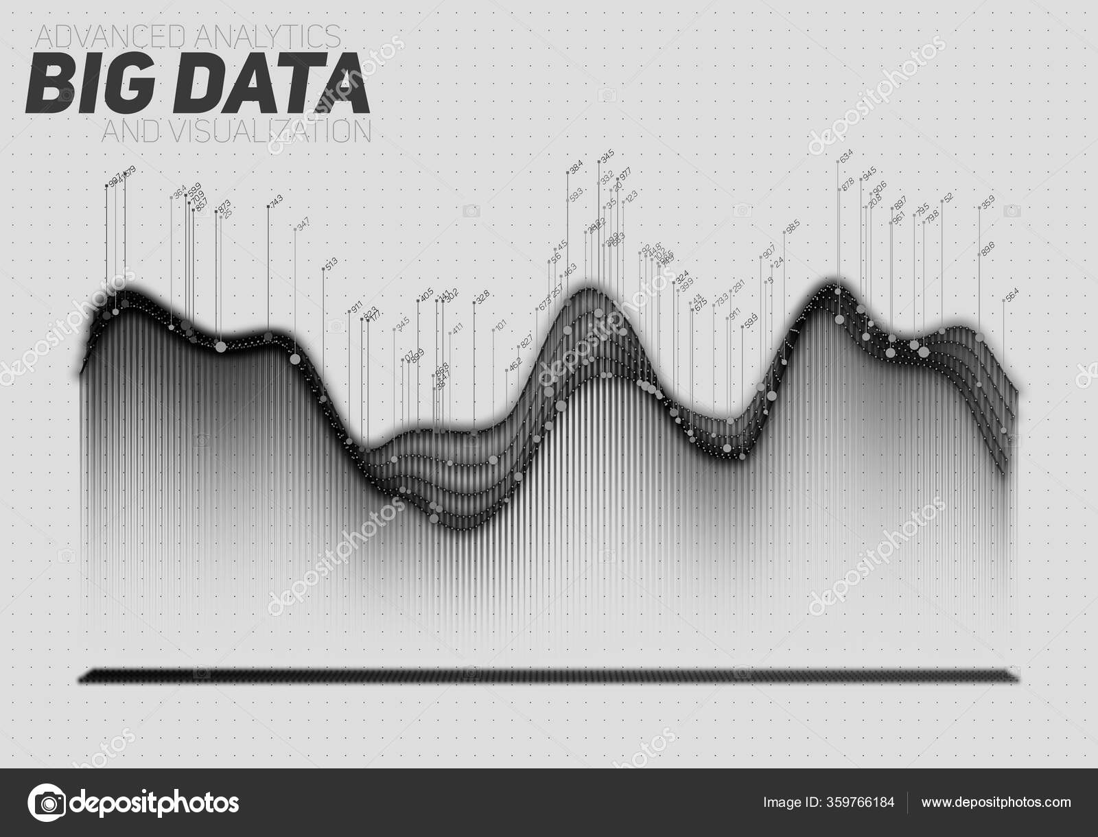 Vector Abstract Grayscale Big Data Visualization Futuristic ...