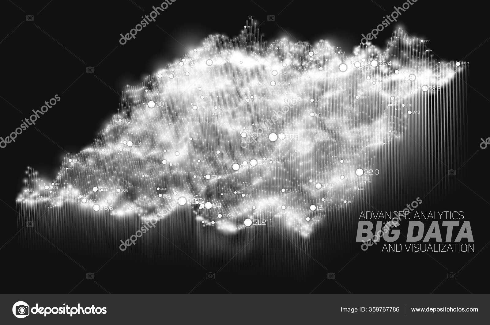 Vector Abstract Grayscale Big Data Visualization Futuristic ...