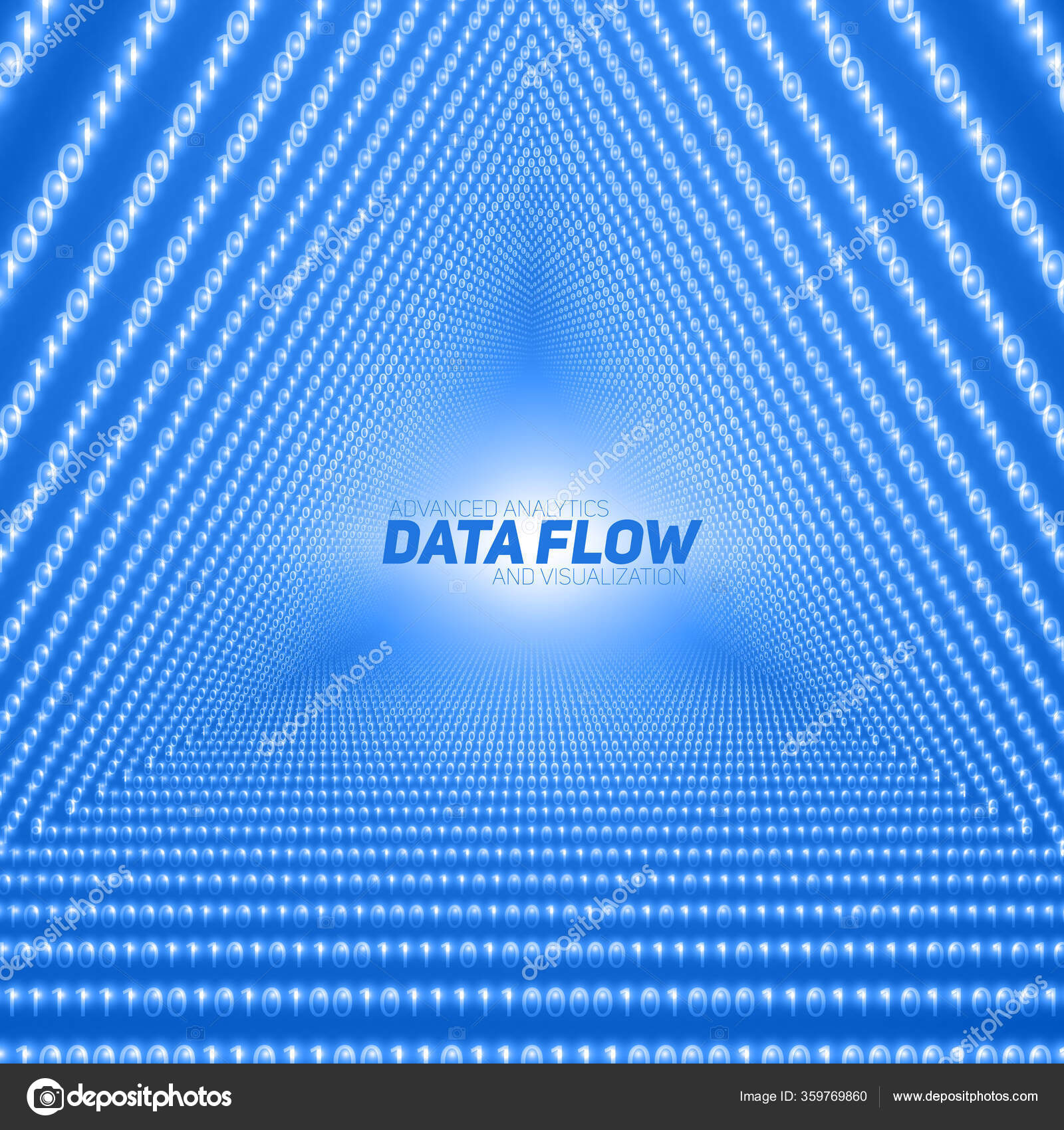 Vector Data Flow Visualization Triangle Tunnel Blue Big Data Flow Stock Vector Image by ...
