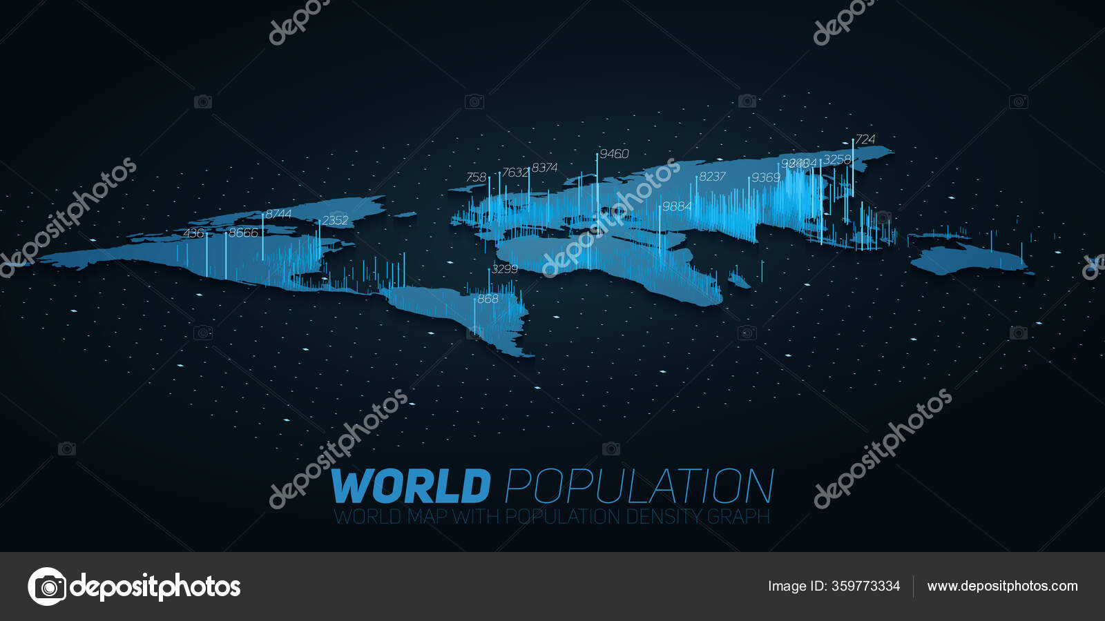 World Population Map Big Data Visualization Futuristic Map Infographic ...