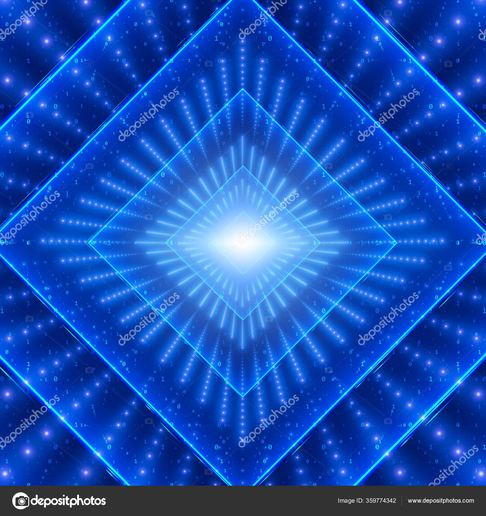 Vector Data Flow Visualization Square Glowing Tunnel Blue Big Data Stock Vector Image by ...