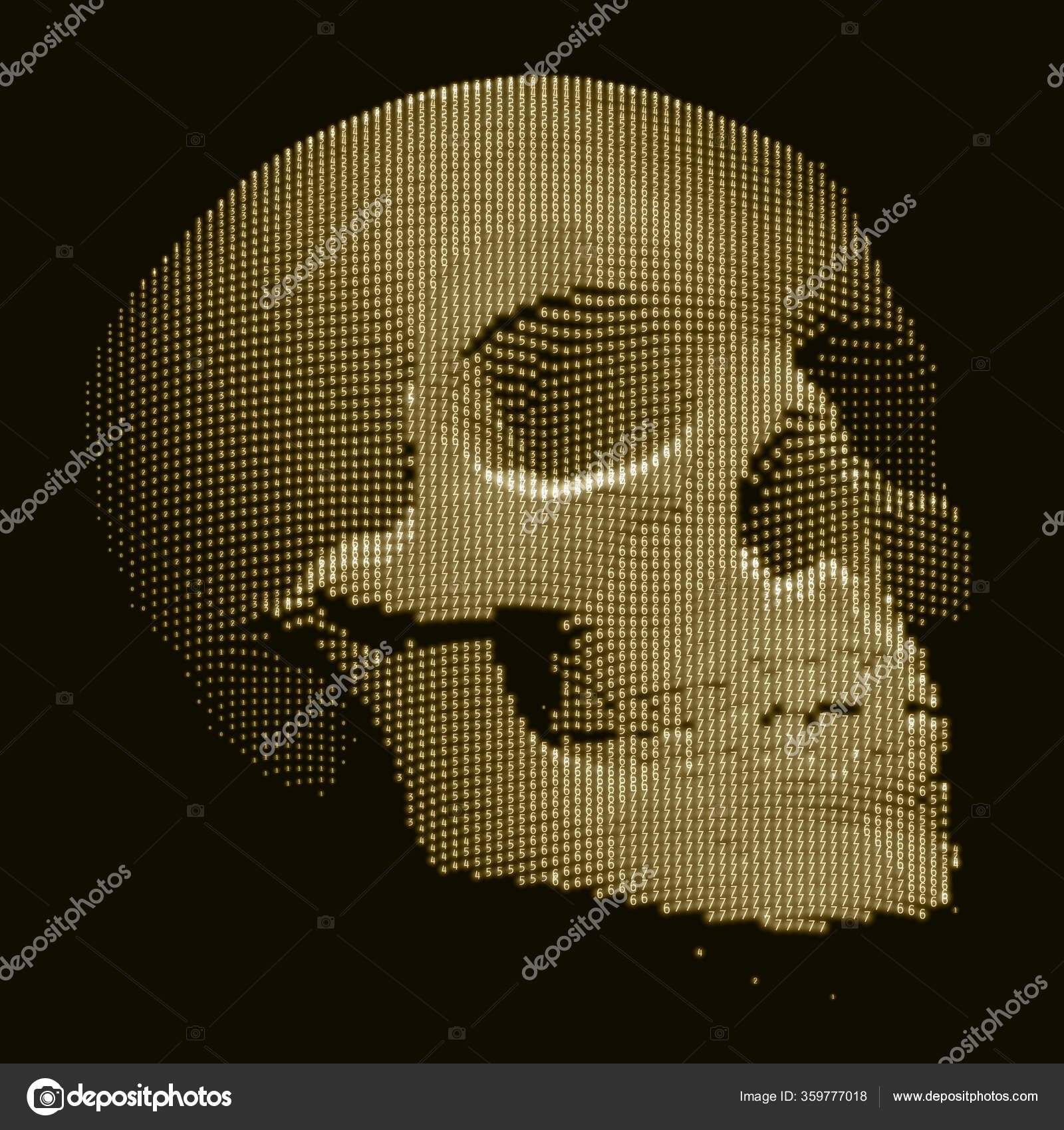 Vector Skull Constructed Random Numbers Internet Security Concept ...