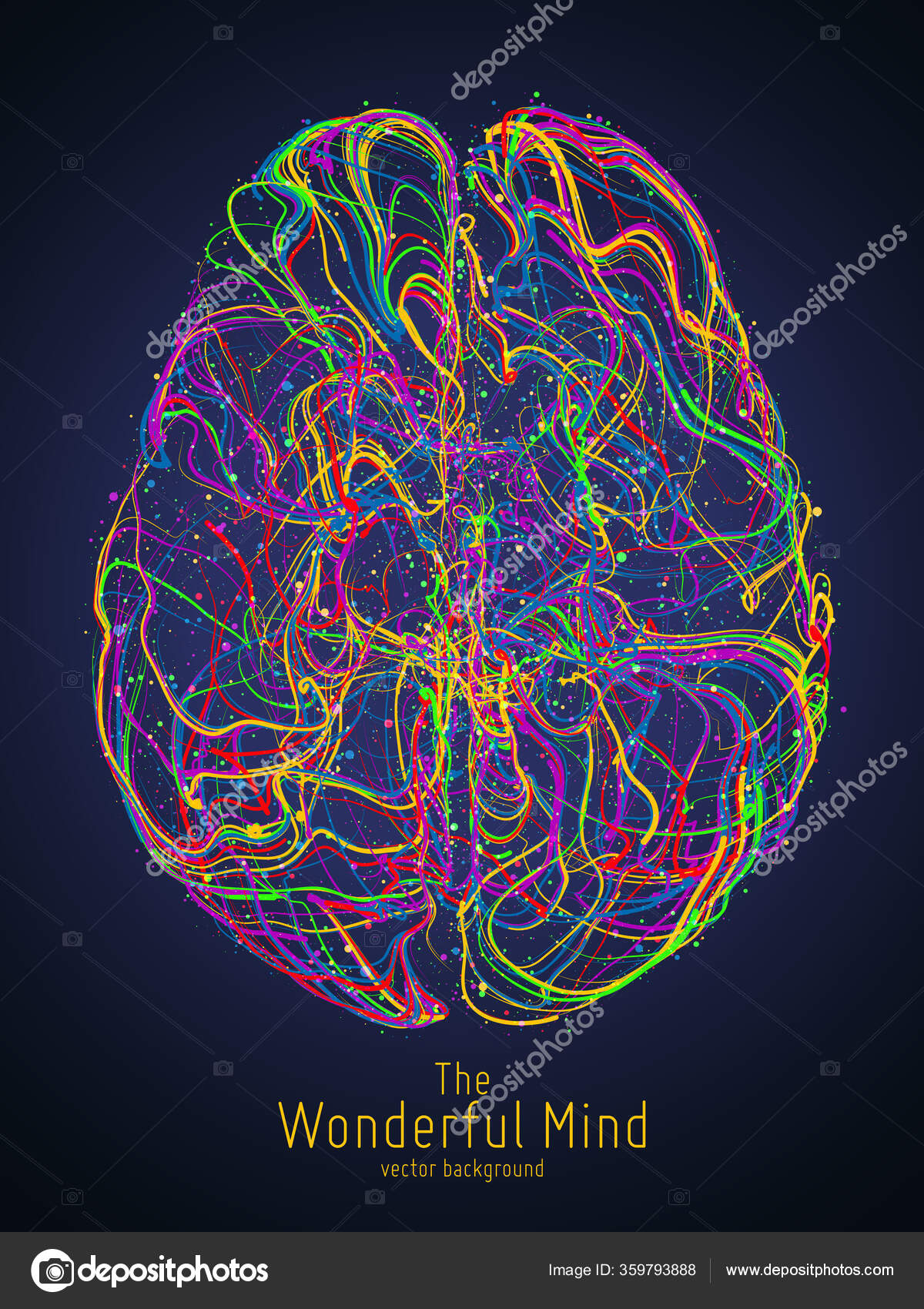 Vector Colorful Illustration Human Brain Synapses Conceptual Image Idea ...