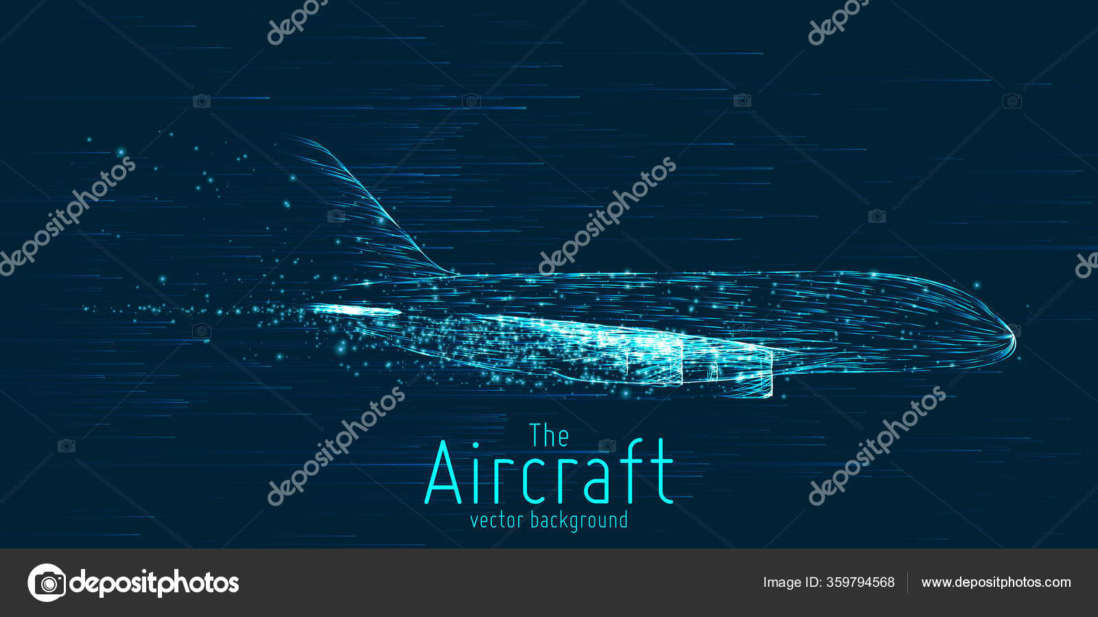 Vector Airliner Constructed Glowing Lines Thin Line Wireframe Concept ...