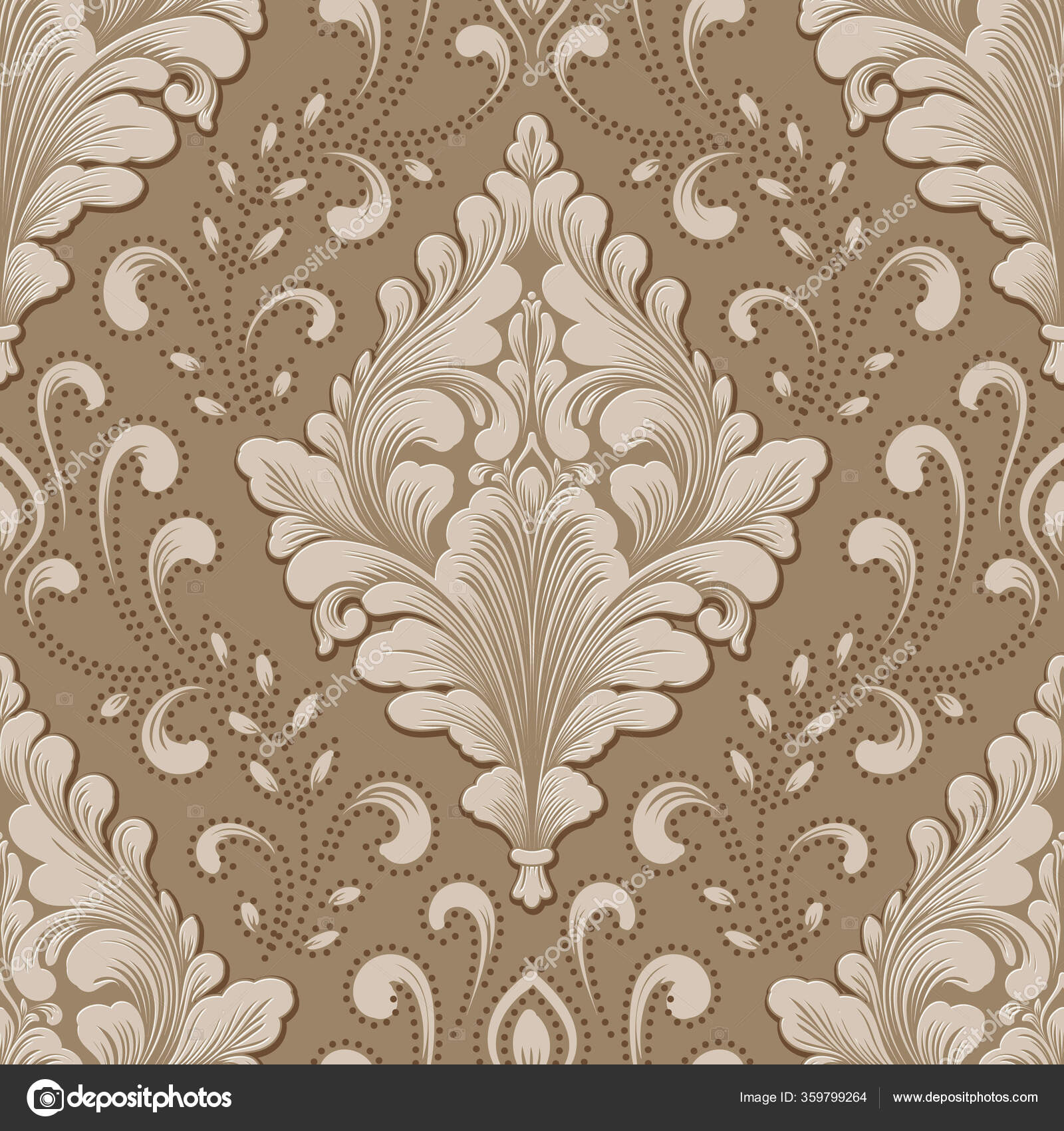 Vector Volumetric Damask Seamless Pattern Element Elegant Luxury ...