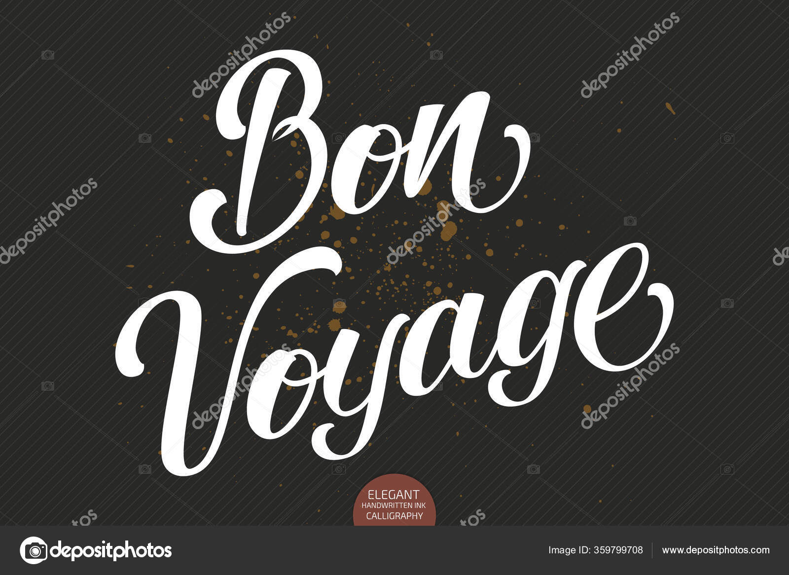 Vector Hand Drawn Lettering Bon Voyage Elegant Modern Handwritten ...
