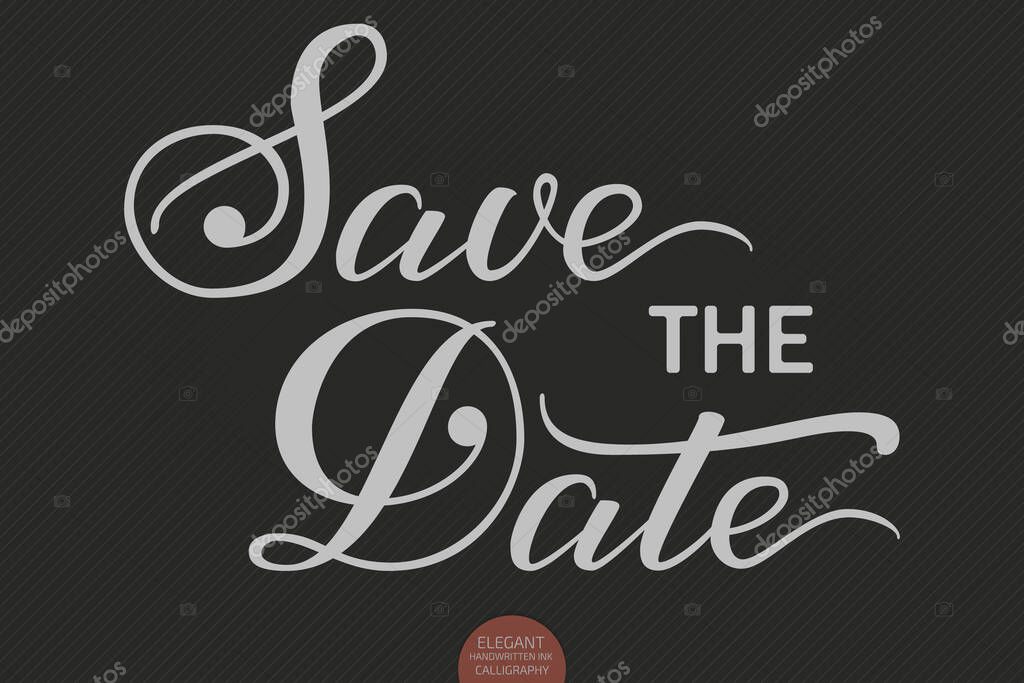 Letras Dibujadas Mano Guardar Fecha Elegante Caligrafía Manuscrita ...