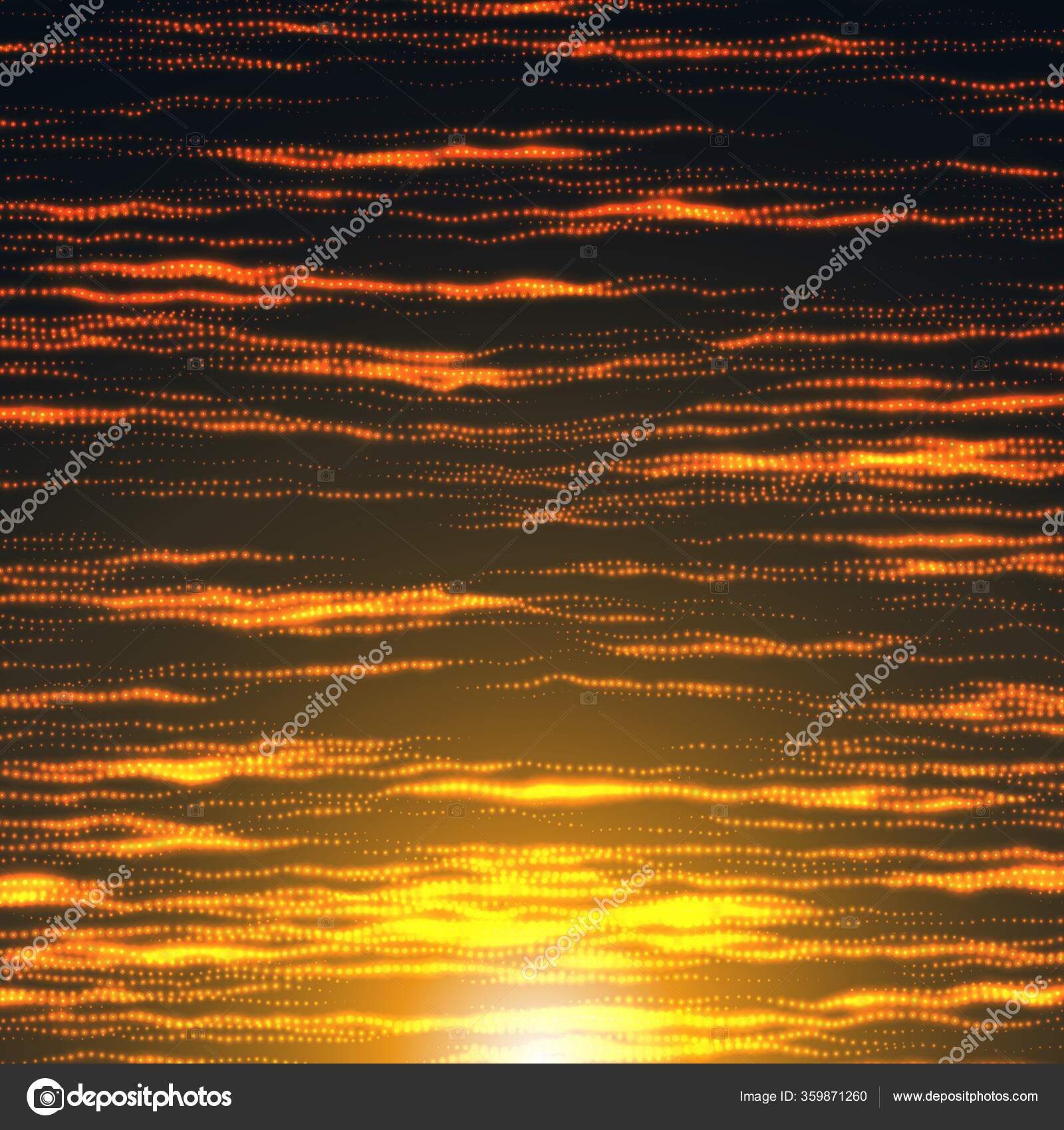 Abstract Vector Orange Space Background Threads Glowing Particles Light ...