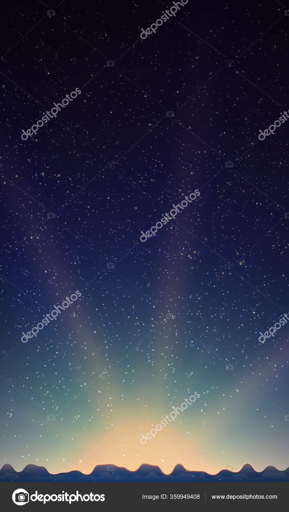 Cielo Nocturno Con Estrellas Fondo Vectorial Abstracto Con Paisaje ...