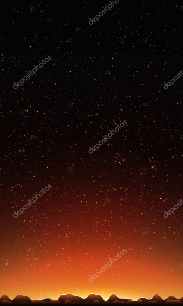 Cielo Nocturno Con Estrellas Fondo Vectorial Abstracto Con Paisaje