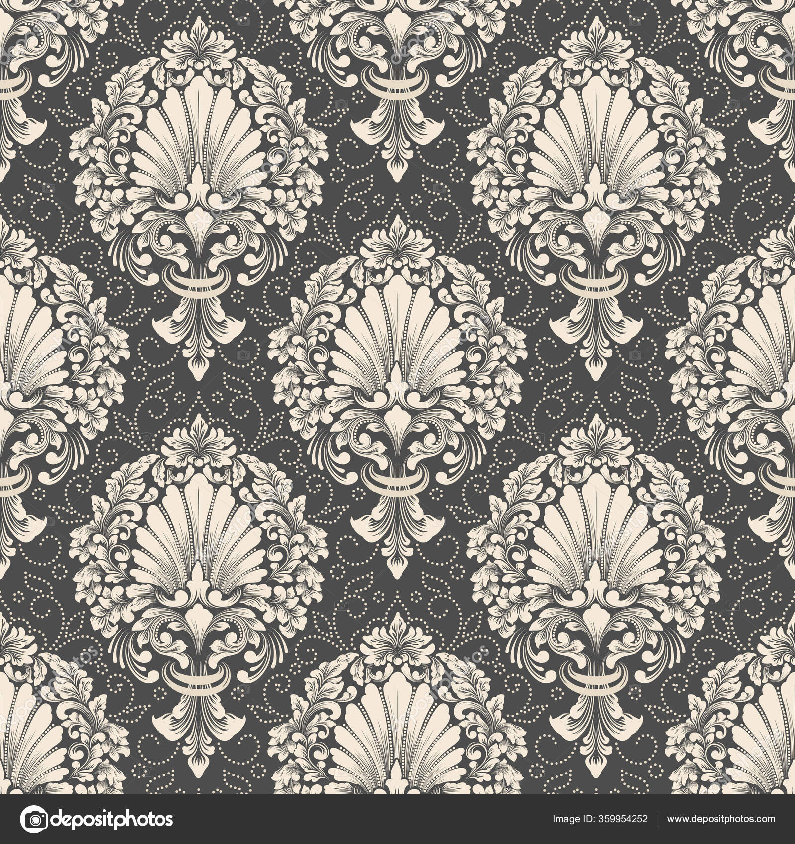 Vector Damask Seamless Pattern Background Classical Luxury Old ...