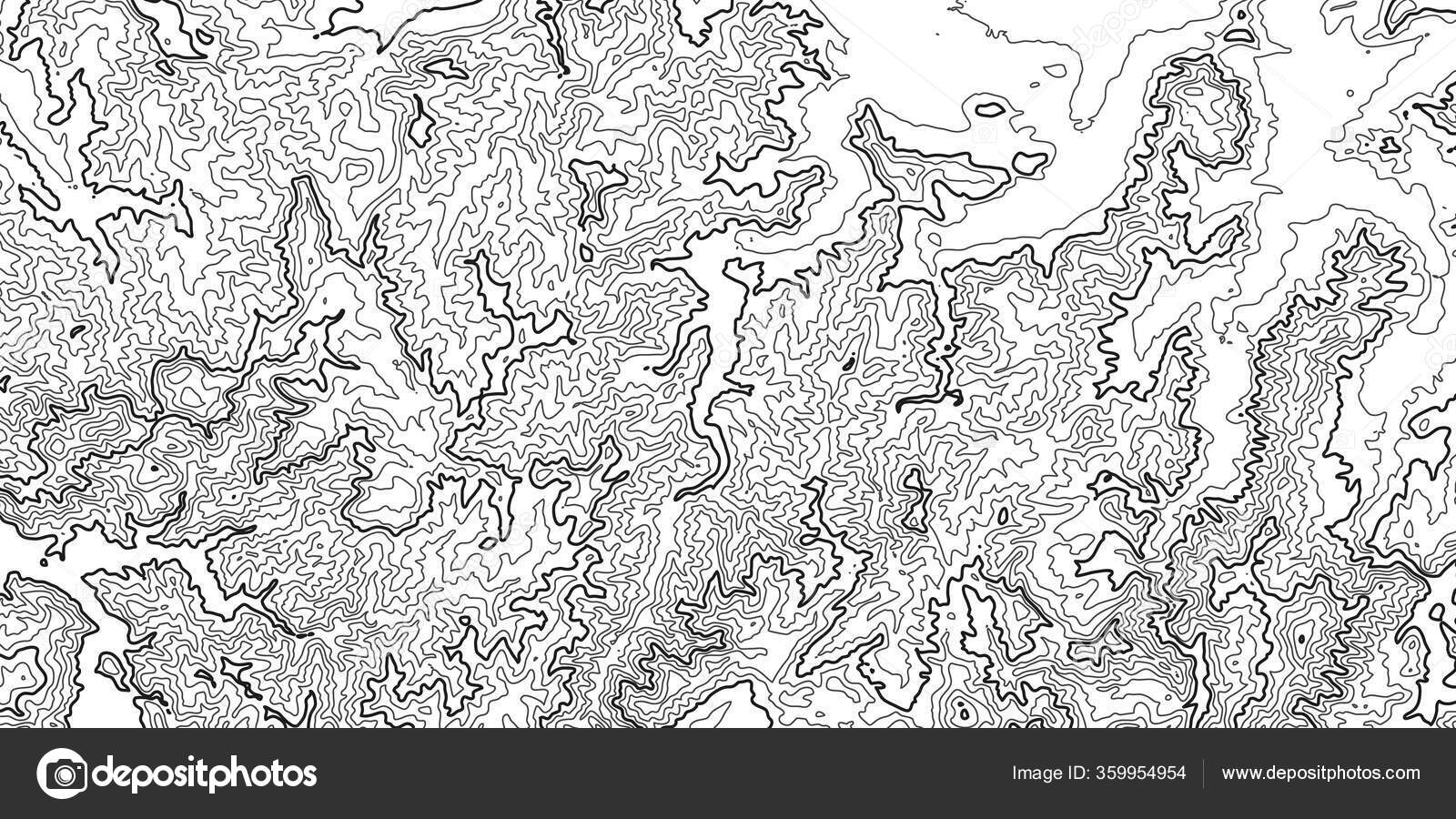 Vector Abstract Grayscale Earth Relief Map Generated Conceptual ...