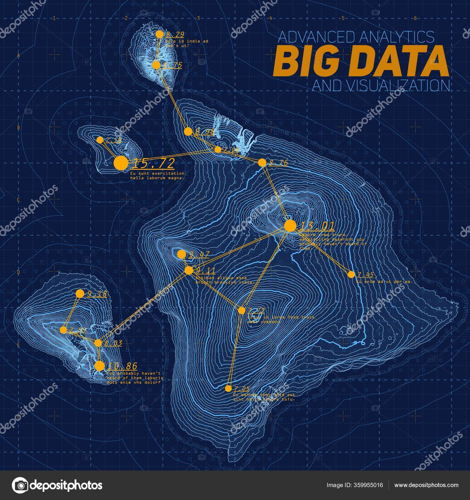 Terrain Big Data Visualization Futuristic Map Infographic Complex ...