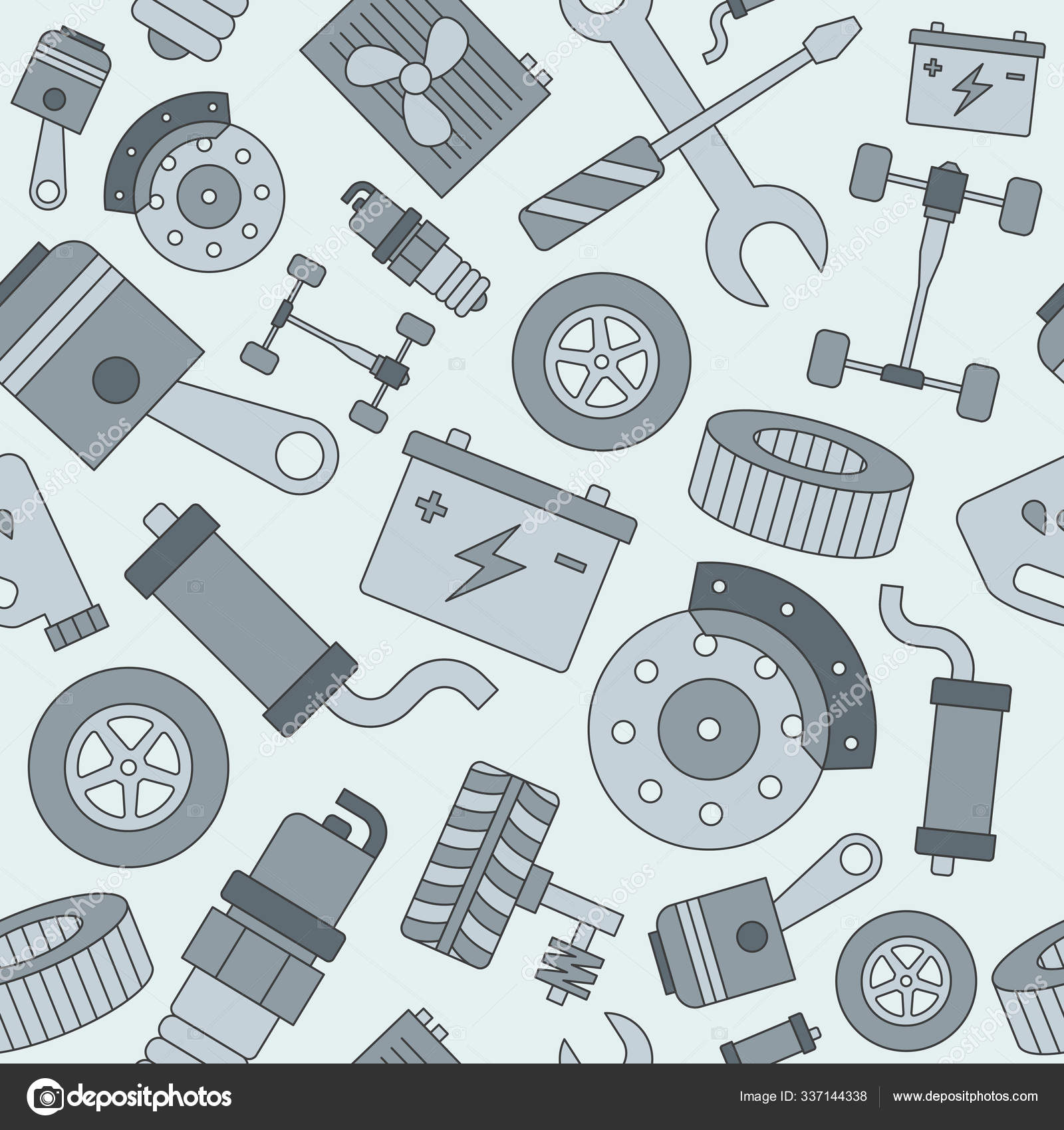 Fondo Reparación Automóviles Patrón Sin Costura Color Vectorial Piezas ...