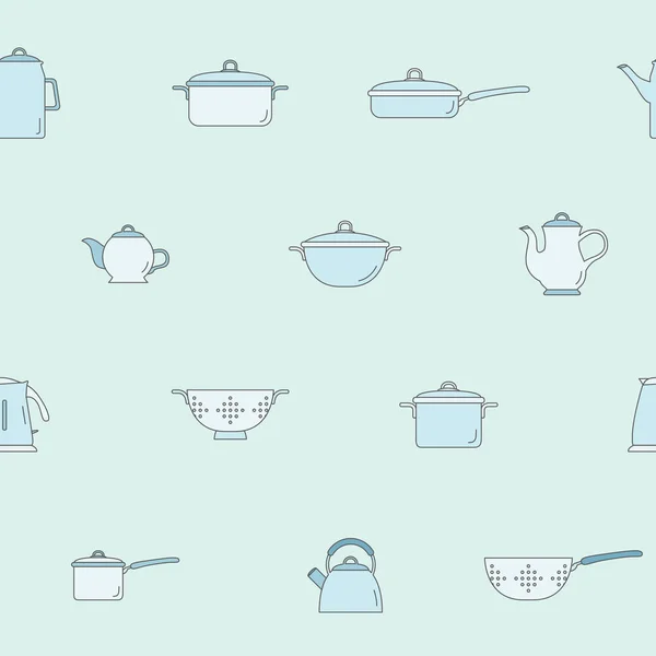 Kitchen Dinnerware Background Vector Color Seamless Pattern Knife Plate Spoon — Stock Vector ...