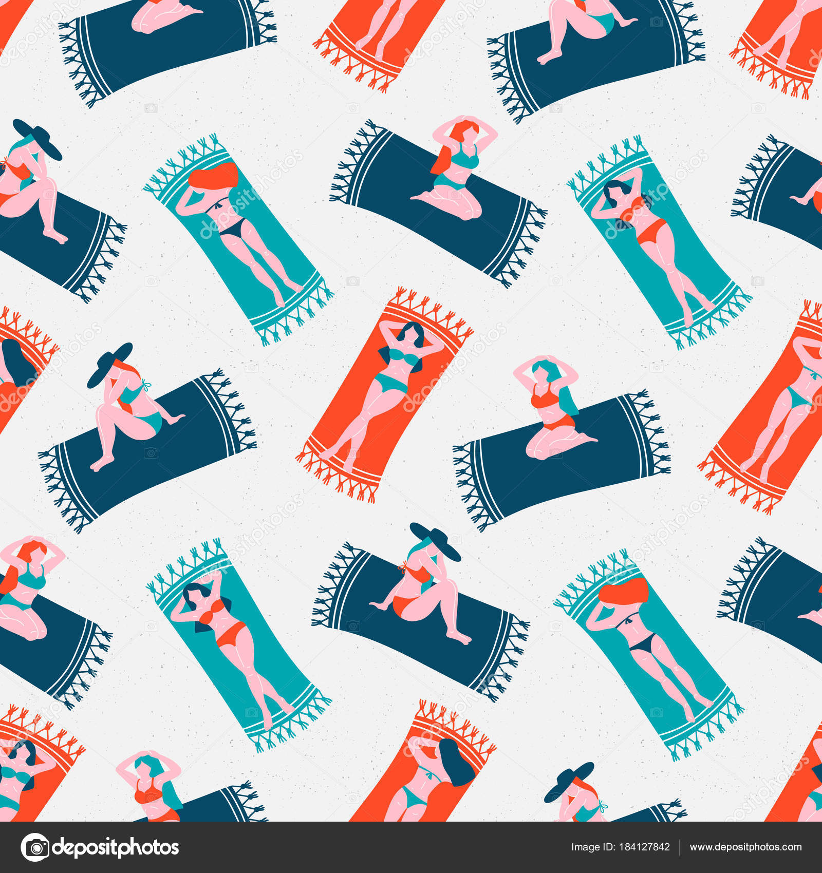 Seamless Pattern Girls Sunbathing Beach Stock Vector by ©Utro-na-more ...