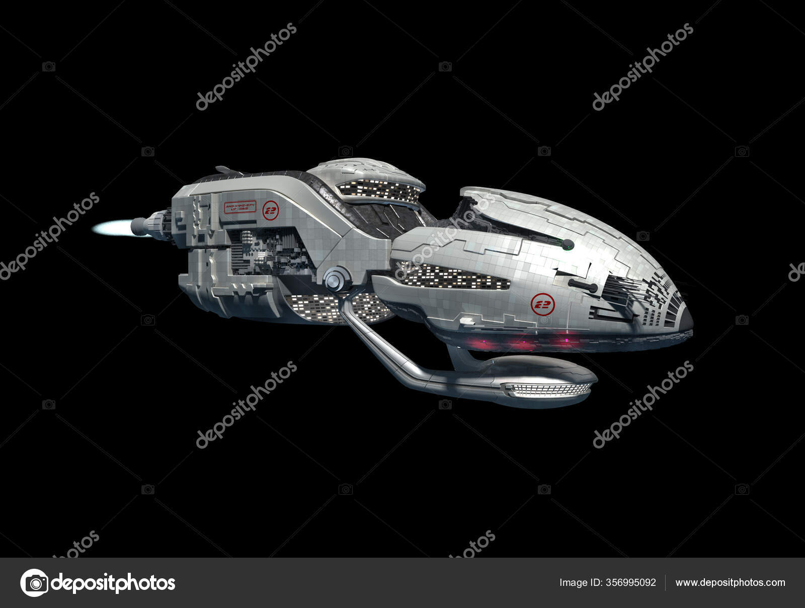 Interstellar Military Drone Afterburner Propulsion Jets Futuristic Deep ...