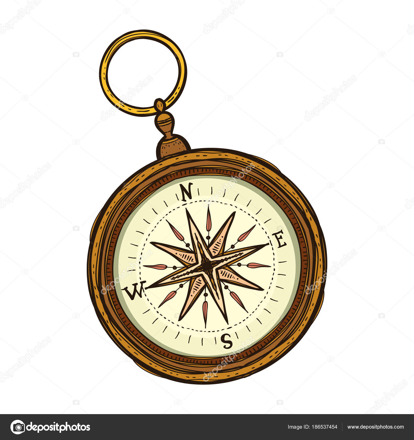 Vintage antique retro style compass isolated Stock Vector Image by ...