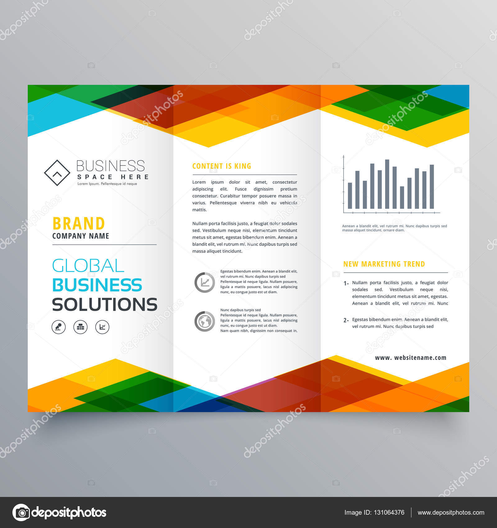 Diseno De Folleto Triptico Con Coloridas Formas Geometricas Vector De ...