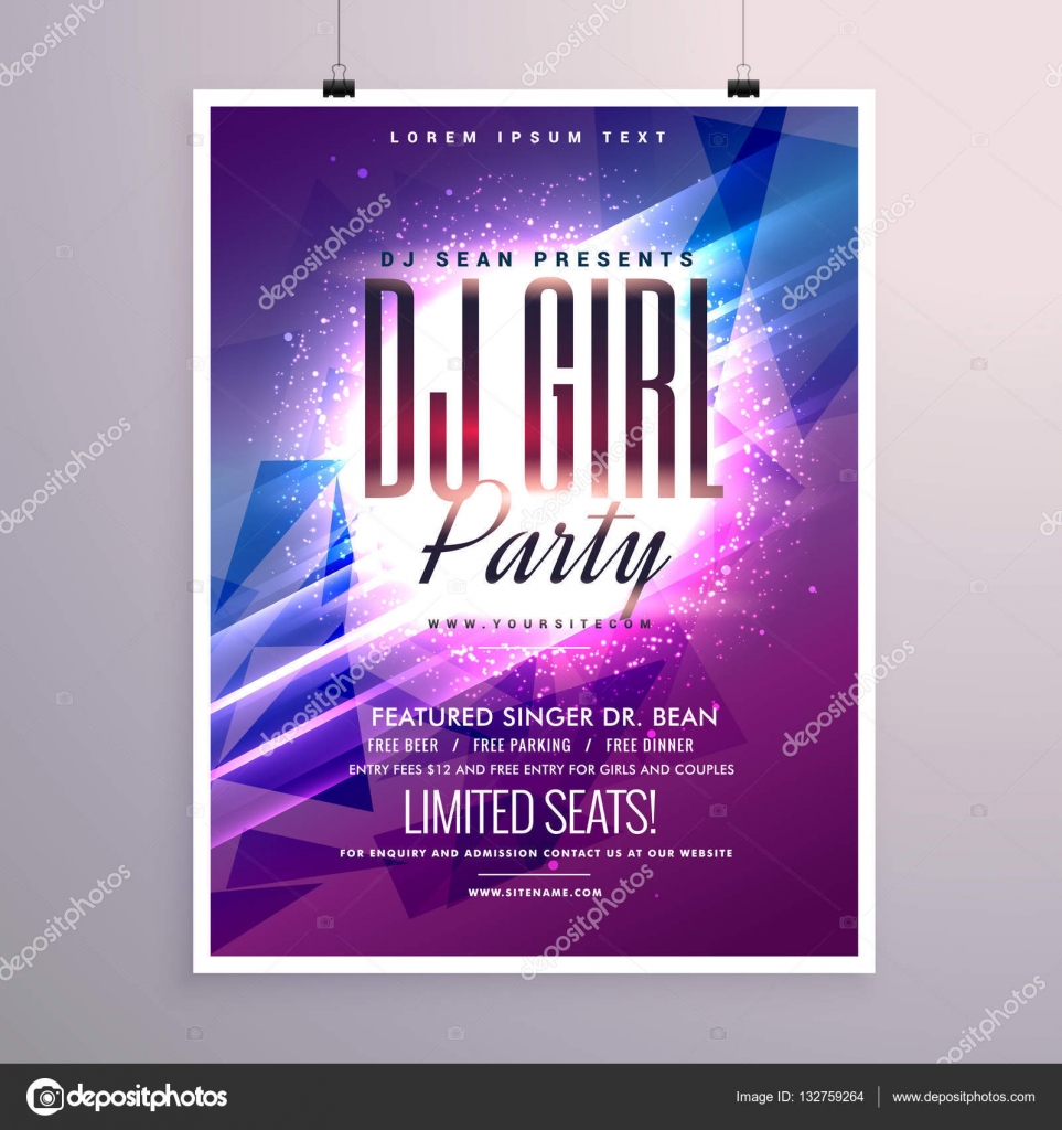 Beautiful party flyer template with colorful glowing background Stock ...