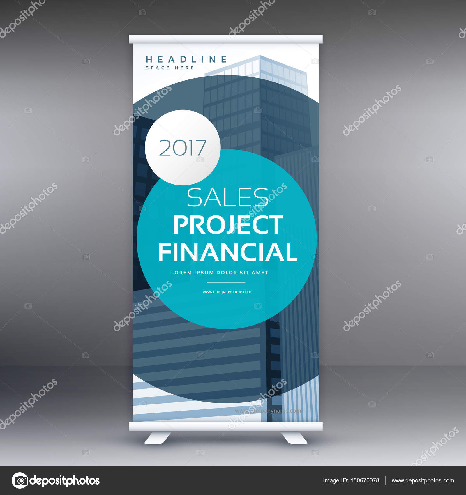 Standee modern menampilkan desain menggulung templat banner Vektor Stok ...