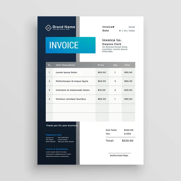 Invoice template infographic design form - vector light green te Stock ...