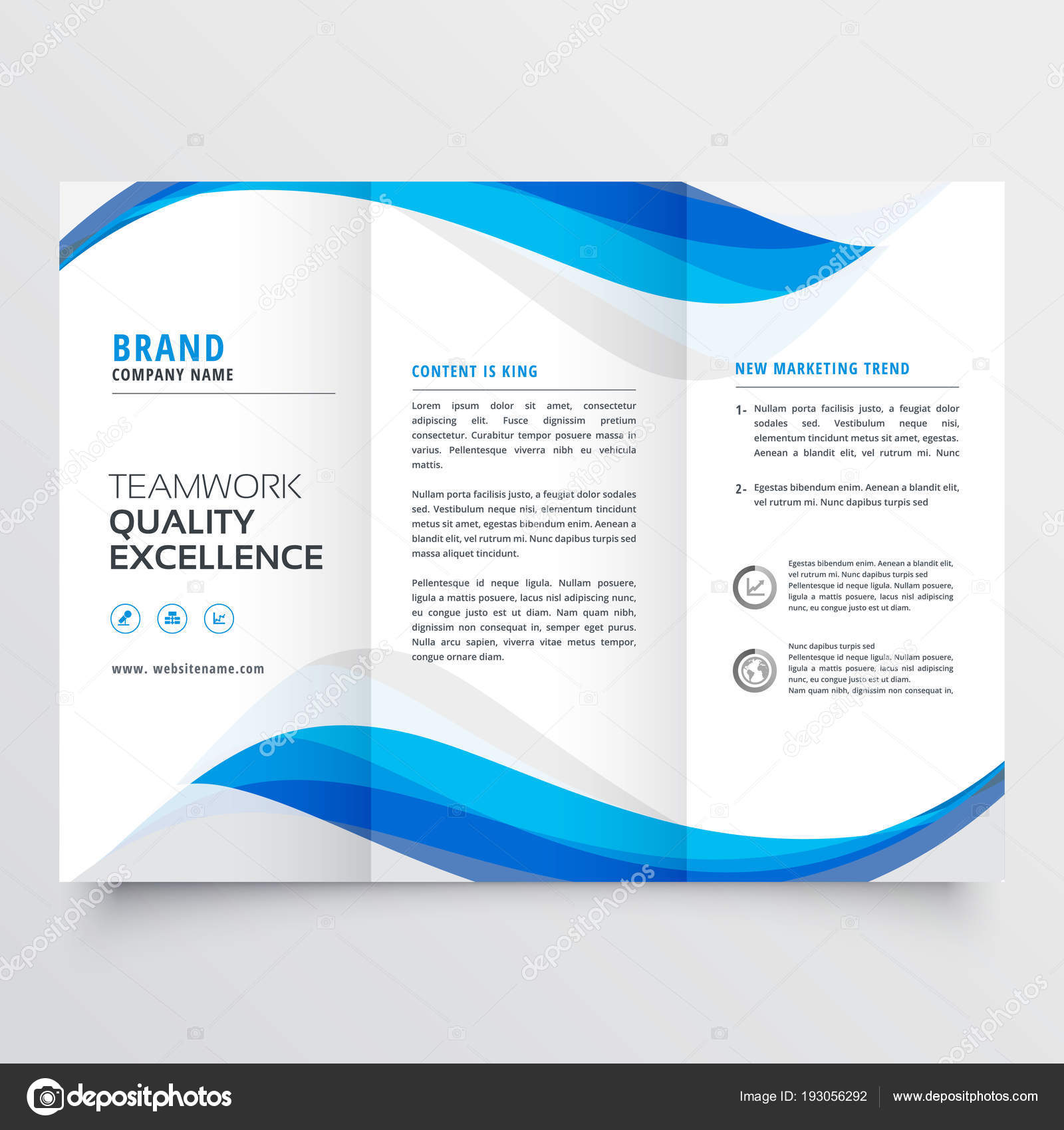 Blue wavy business trifold brochure template Stock Vector by ©StarLine ...
