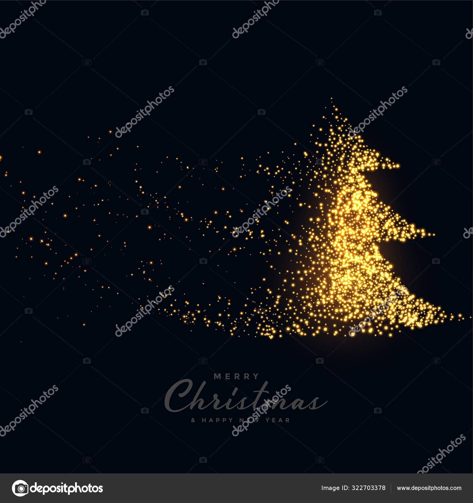 Black merry christmas background with sparkle tree design Stock Vector ...