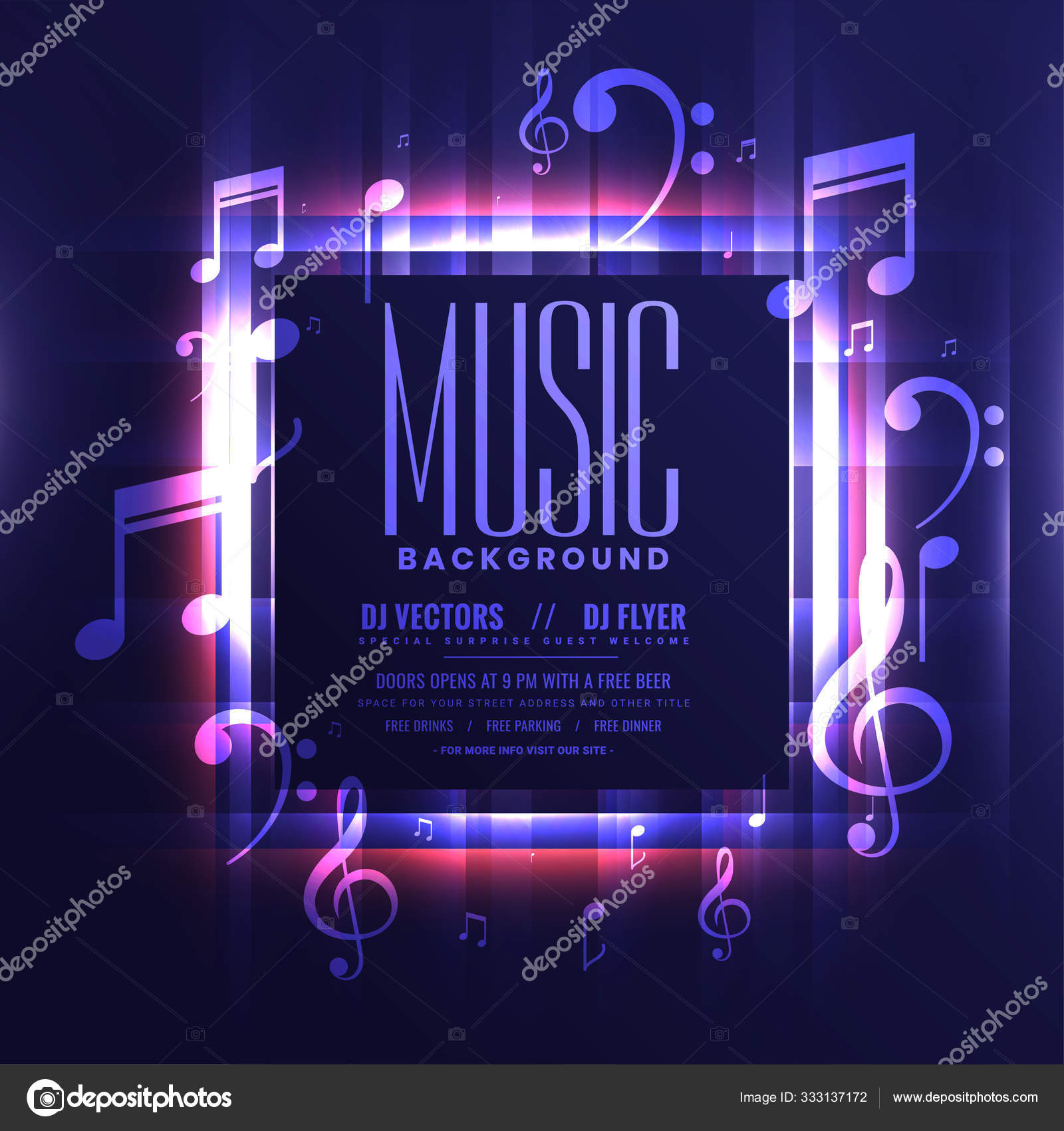Shiny glowing music flyer poster design background Stock Vector Image ...