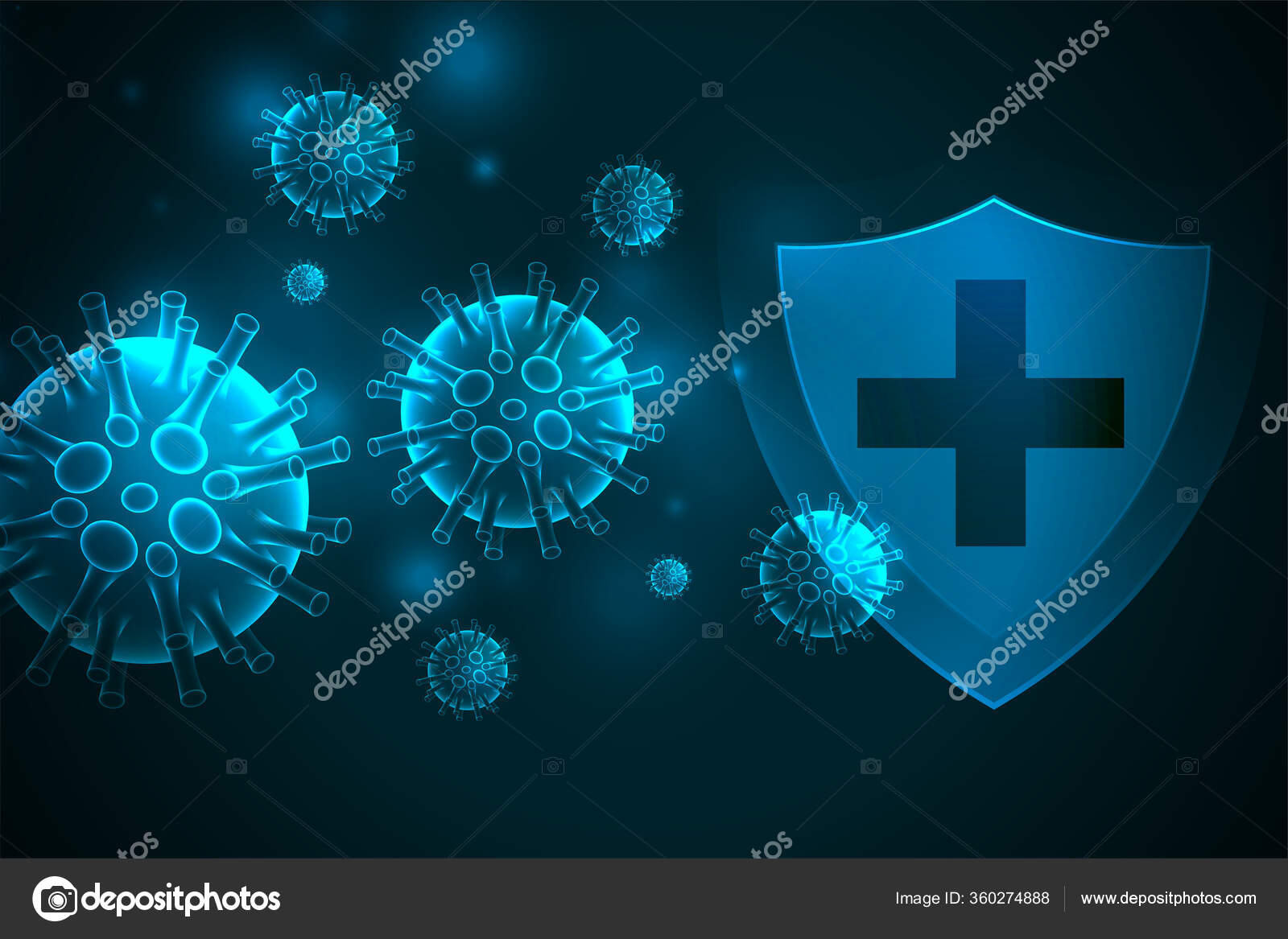 Medical Shield Protecting Virus Enter Concept Background Stock Vector ...