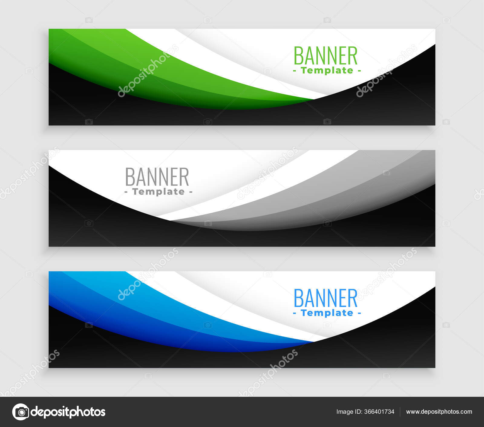 Stylish Set Wavy Web Banners Template Stock Vector by ©StarLine 366401734