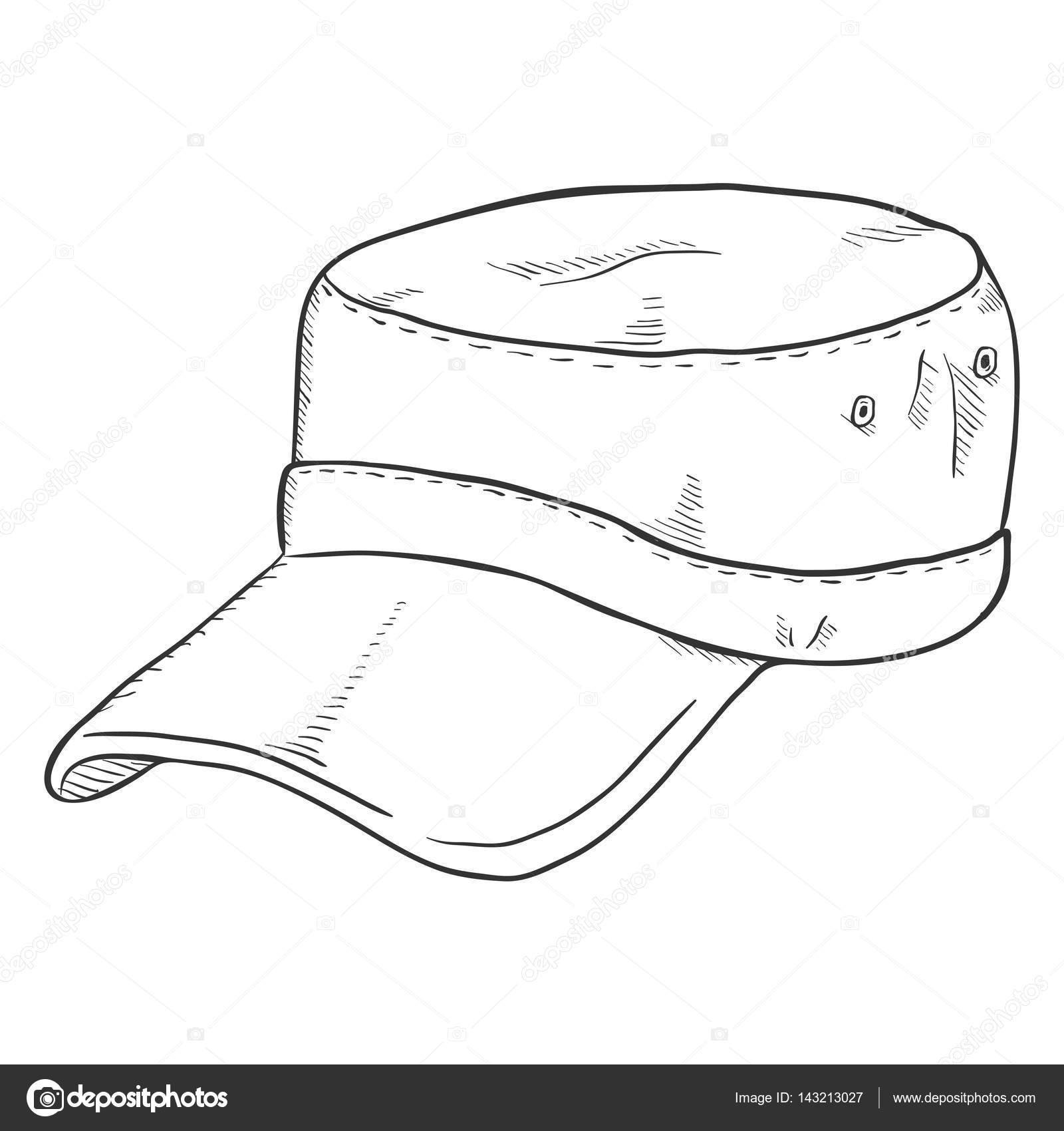 Army hat drawing | Sketch Army Cap — Stock Vector © nikiteev #143213027