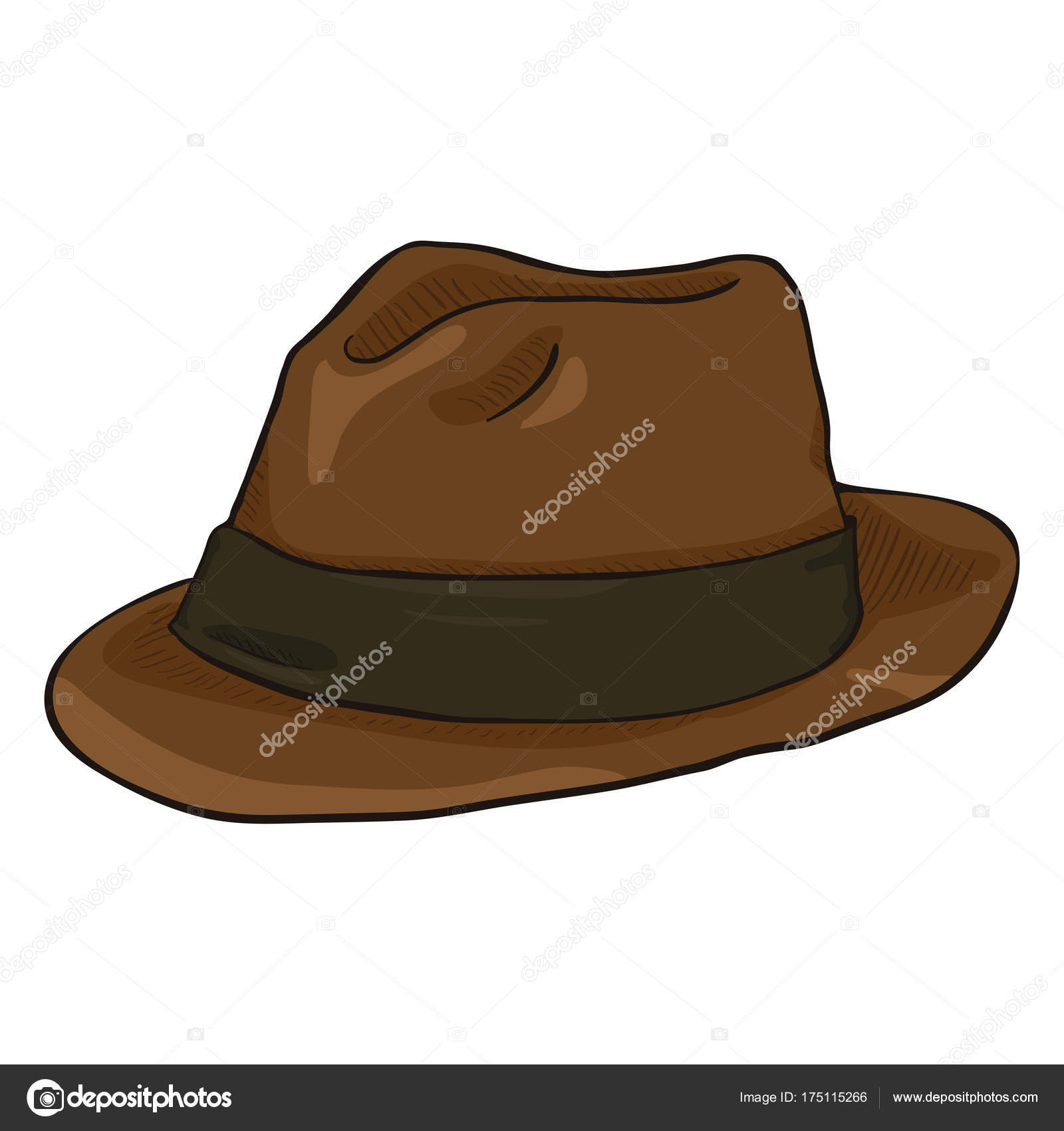 Old Press Fedora Hat Cartoons Vector Cartoon Black Fedora Hat Gray