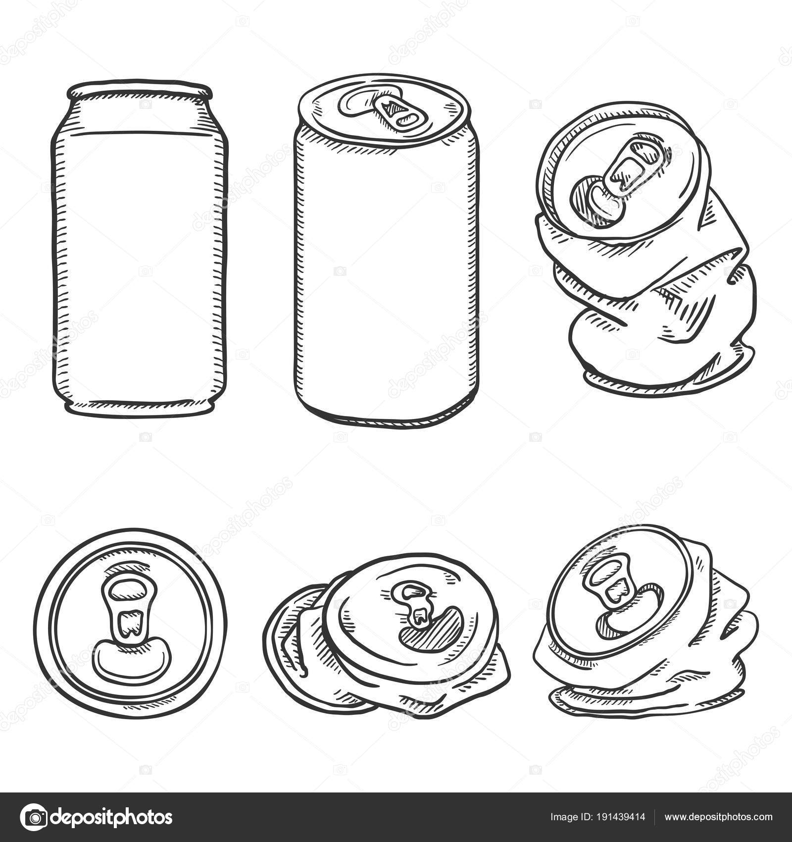 Vector Set Black Sketch Aluminium Can Illustrations Stock Vector Image ...