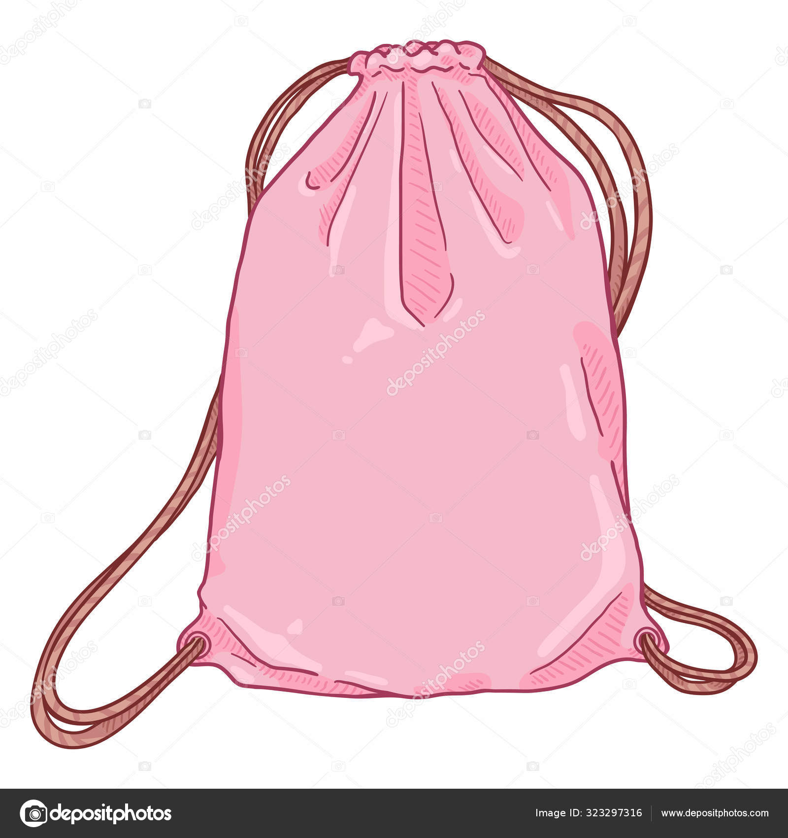 Vector Cartoon Pink Drawstring Bag. Textile Stock Vector Image by ...