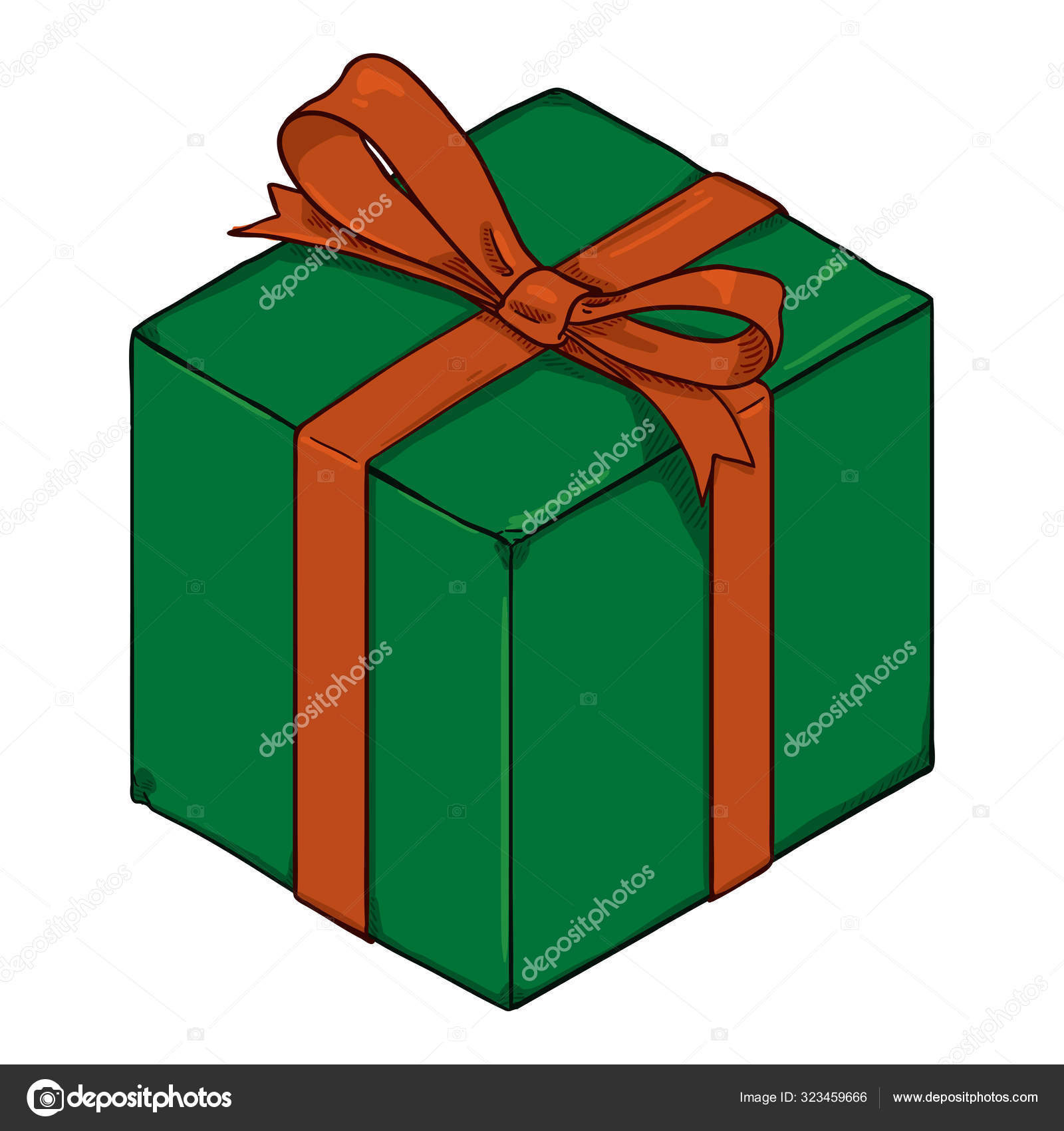 Image vectorielle Boîte cadeau verte de bande dessinée vectorielle par ...