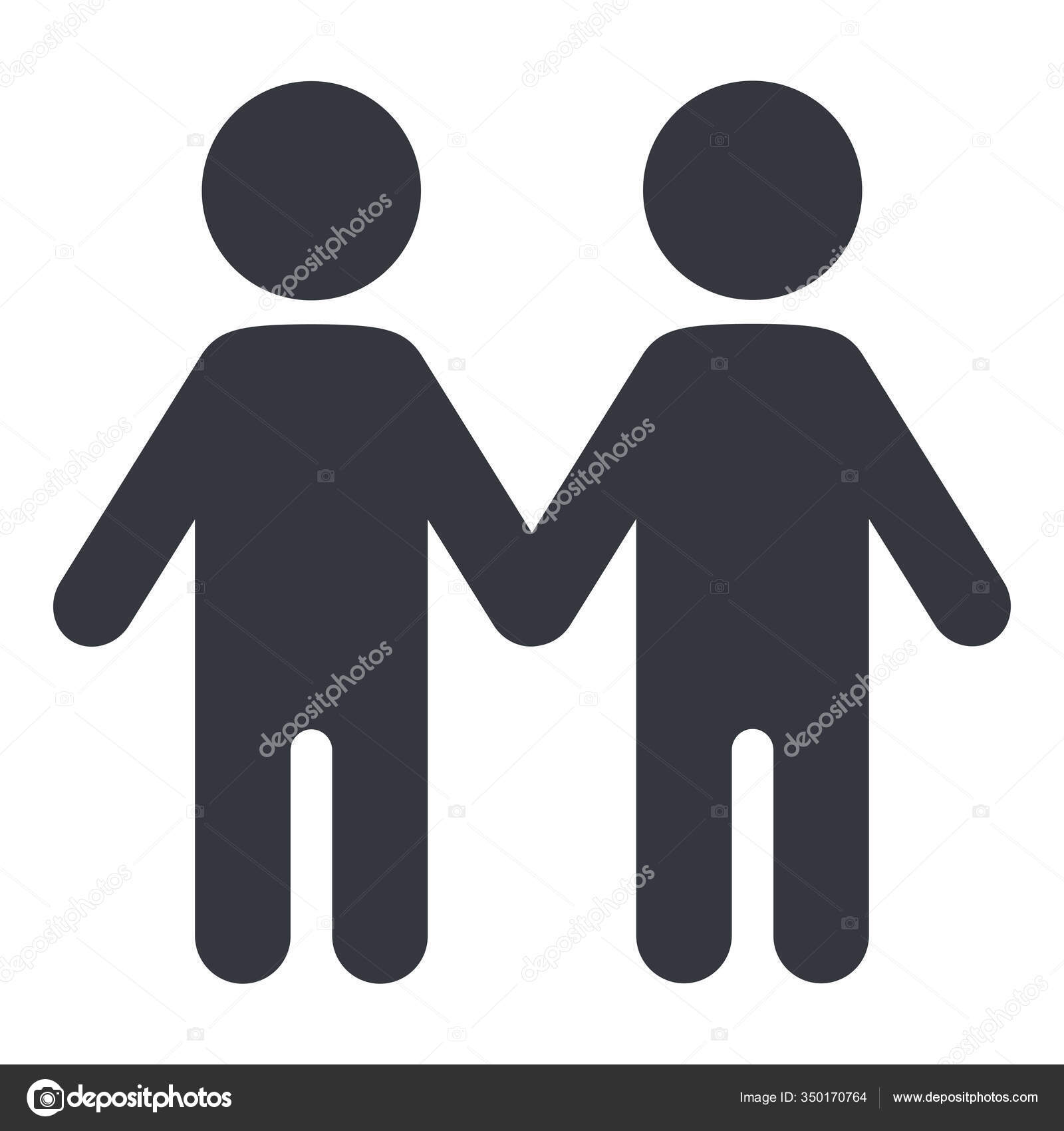 Friendship Icon Black Symbol Two Persons Holding Each Other Hands Stock ...