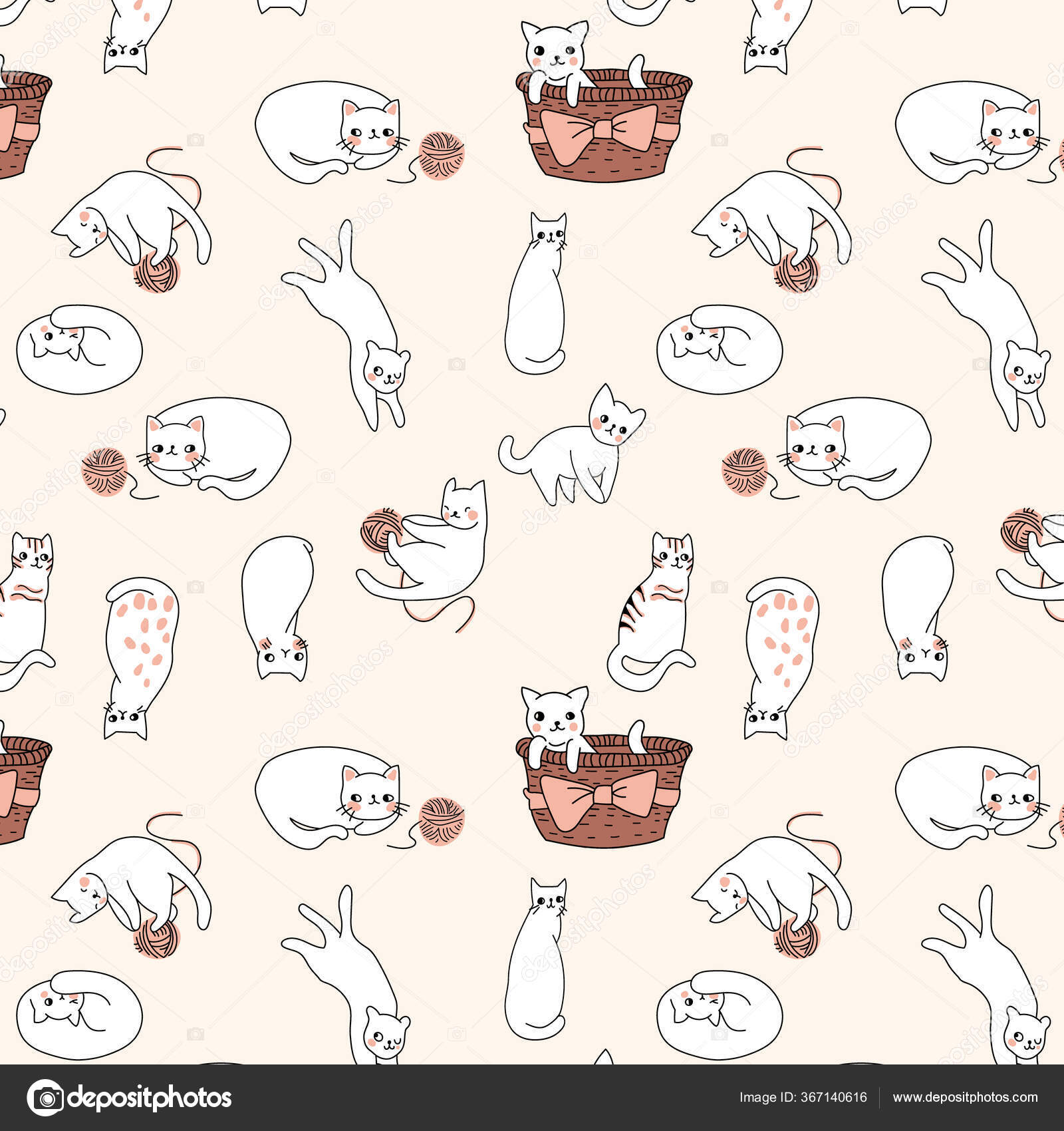 Cute cartoon cat pattern. Stock Vector Image by ©Skazka111 #367140616