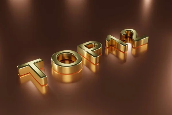 top 12, gold lettering of three-dimensional letters on a yellow ...