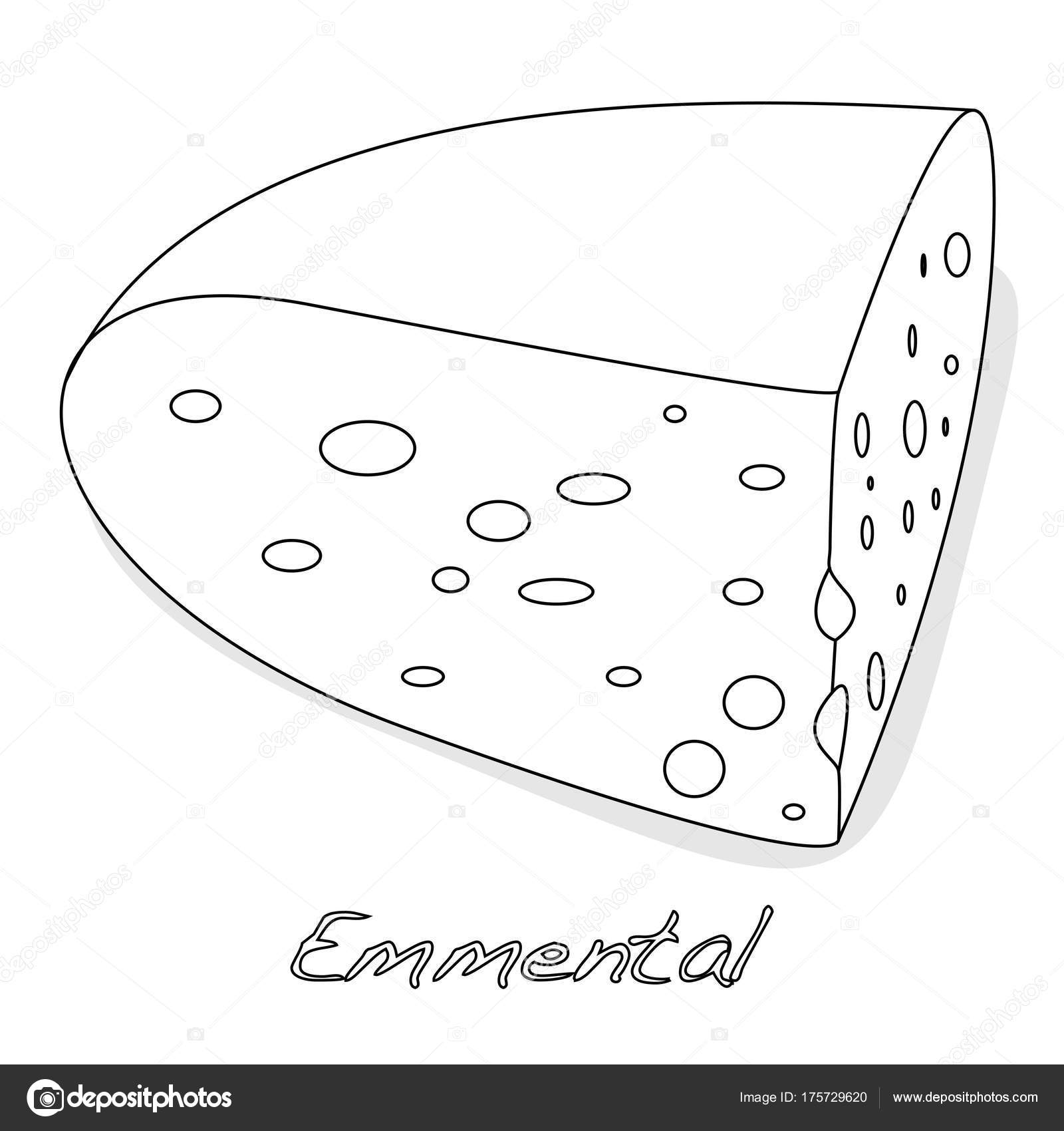 A piece of emmental cheese on white background. Dairy product, a ...