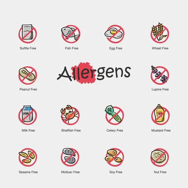 Set Allergens Line Icons Isolated Light Background Contains Icons Fish ...