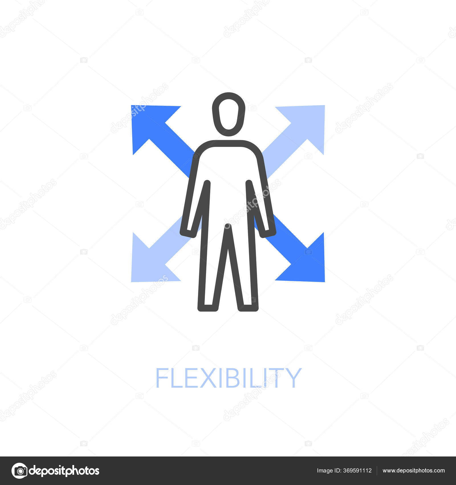 Flexibility Work Symbol Human Figure Four Directions Easy Use Your ...